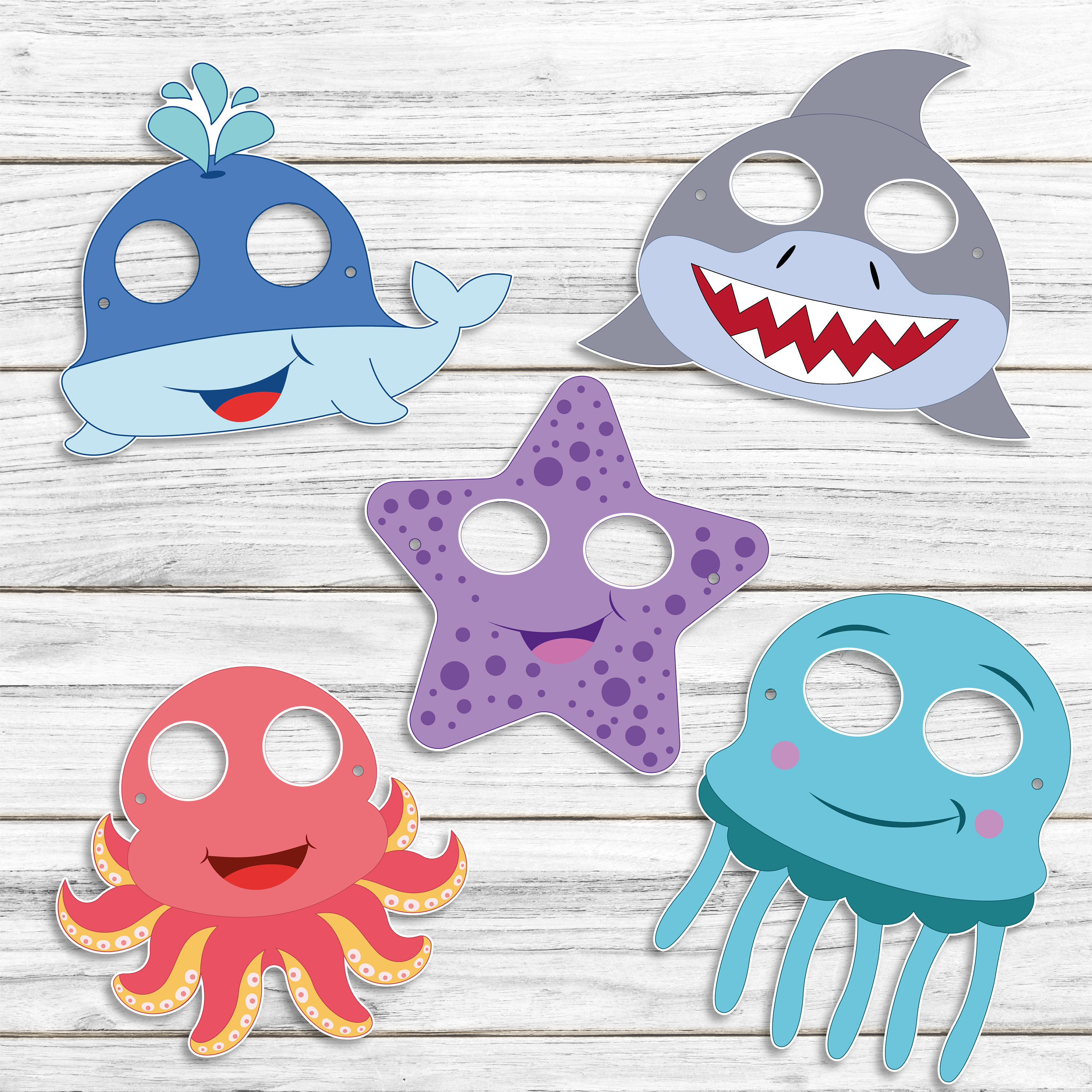 Sea Animal Masks: Printable Ocean Party Costume (PDF) - Etsy