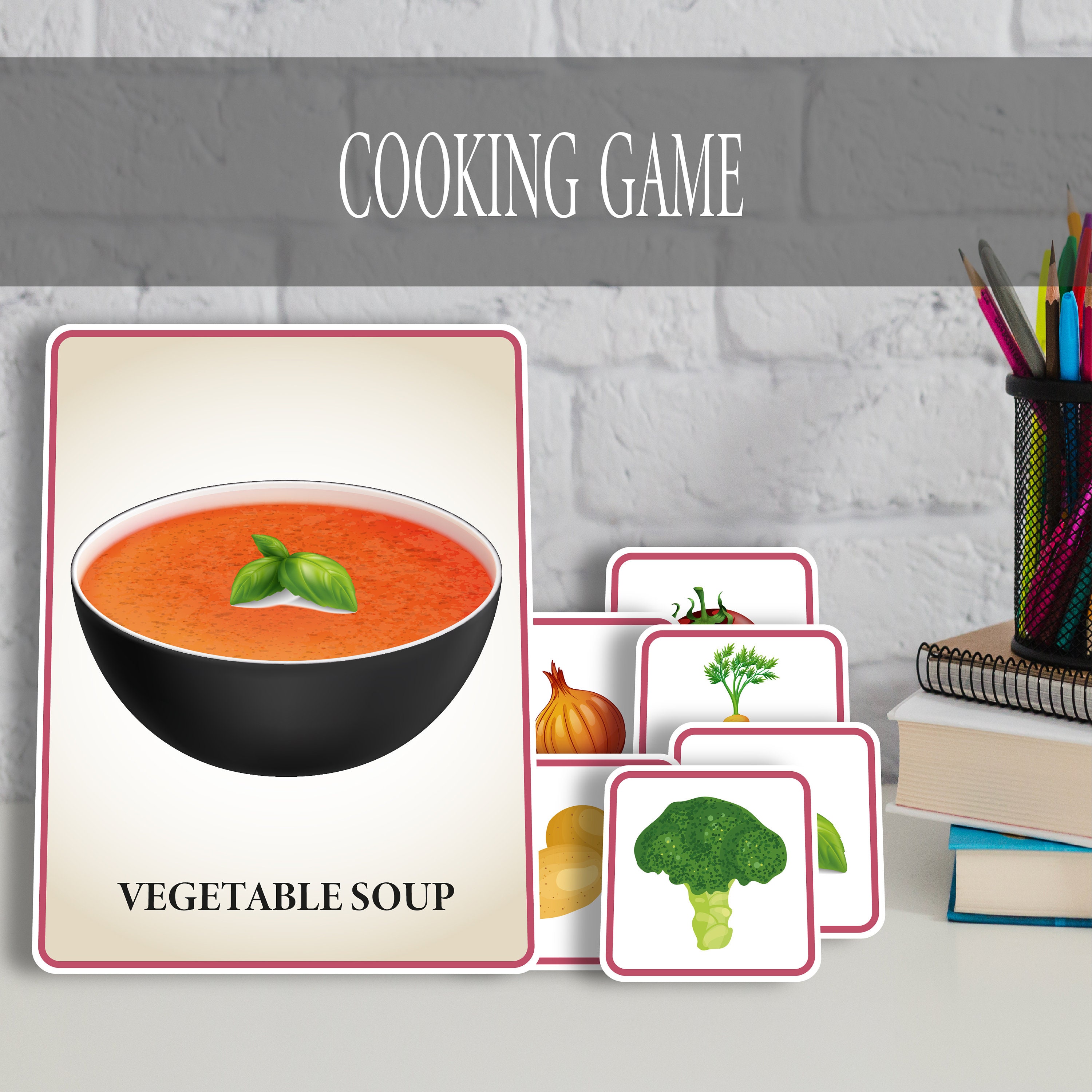 Cooking Matching Memory Game Cards for Kids, Baking Printable, Quiet ...