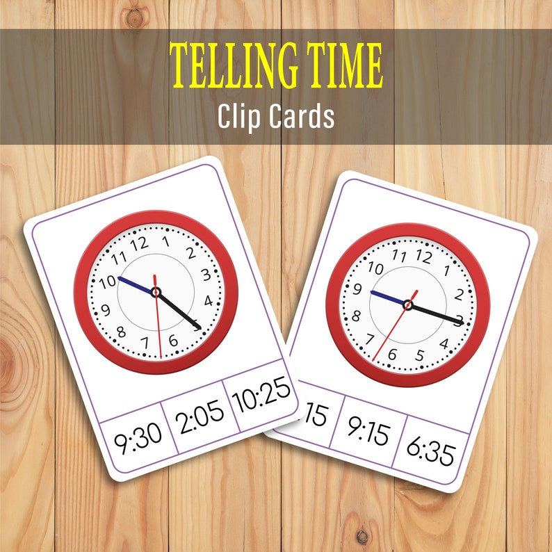 Telling Time Clip Cards: Montessori Clock Learning (PDF Printable) - Etsy