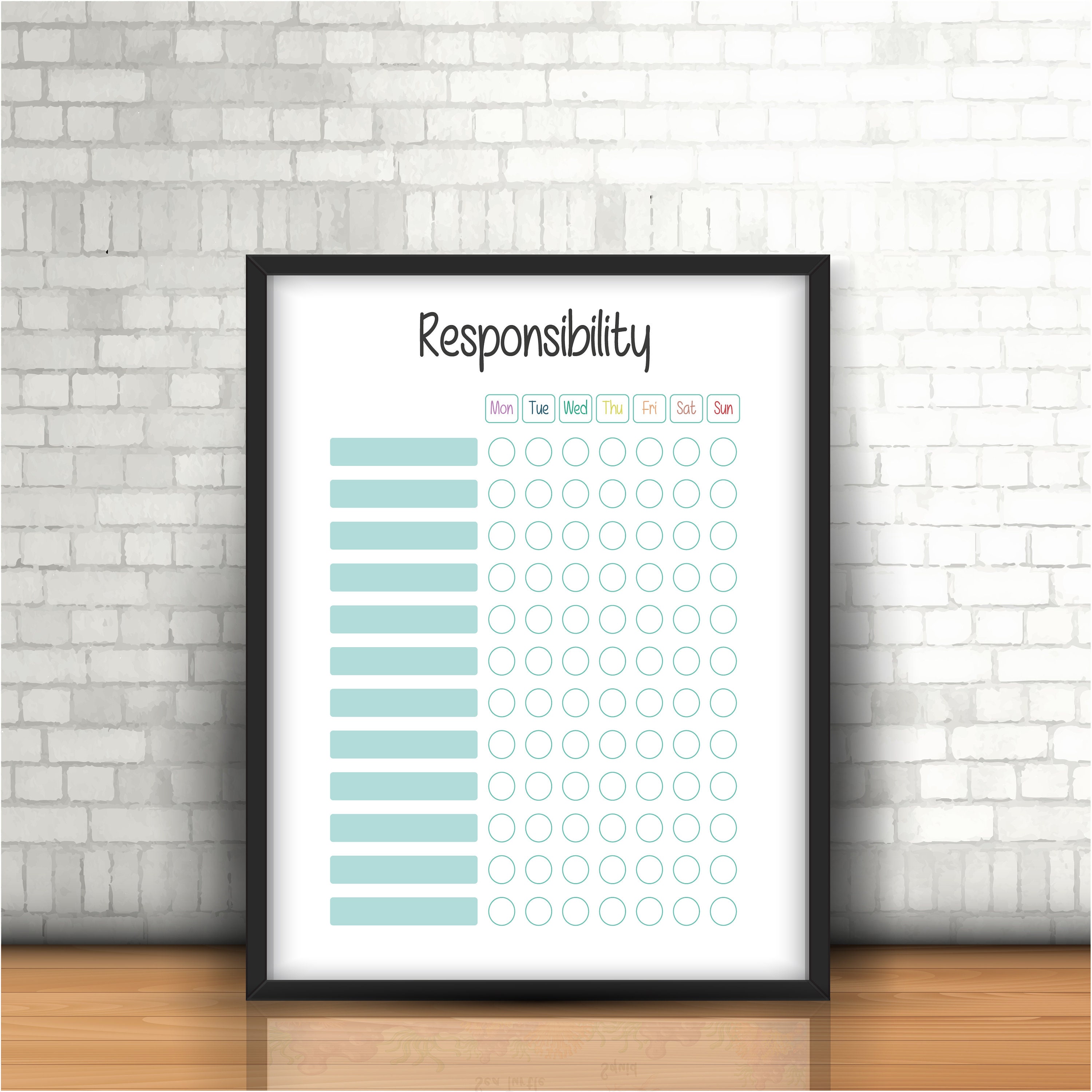 Daily Responsibilities Checklist Poster, Printable Chore Chart for Kids ...