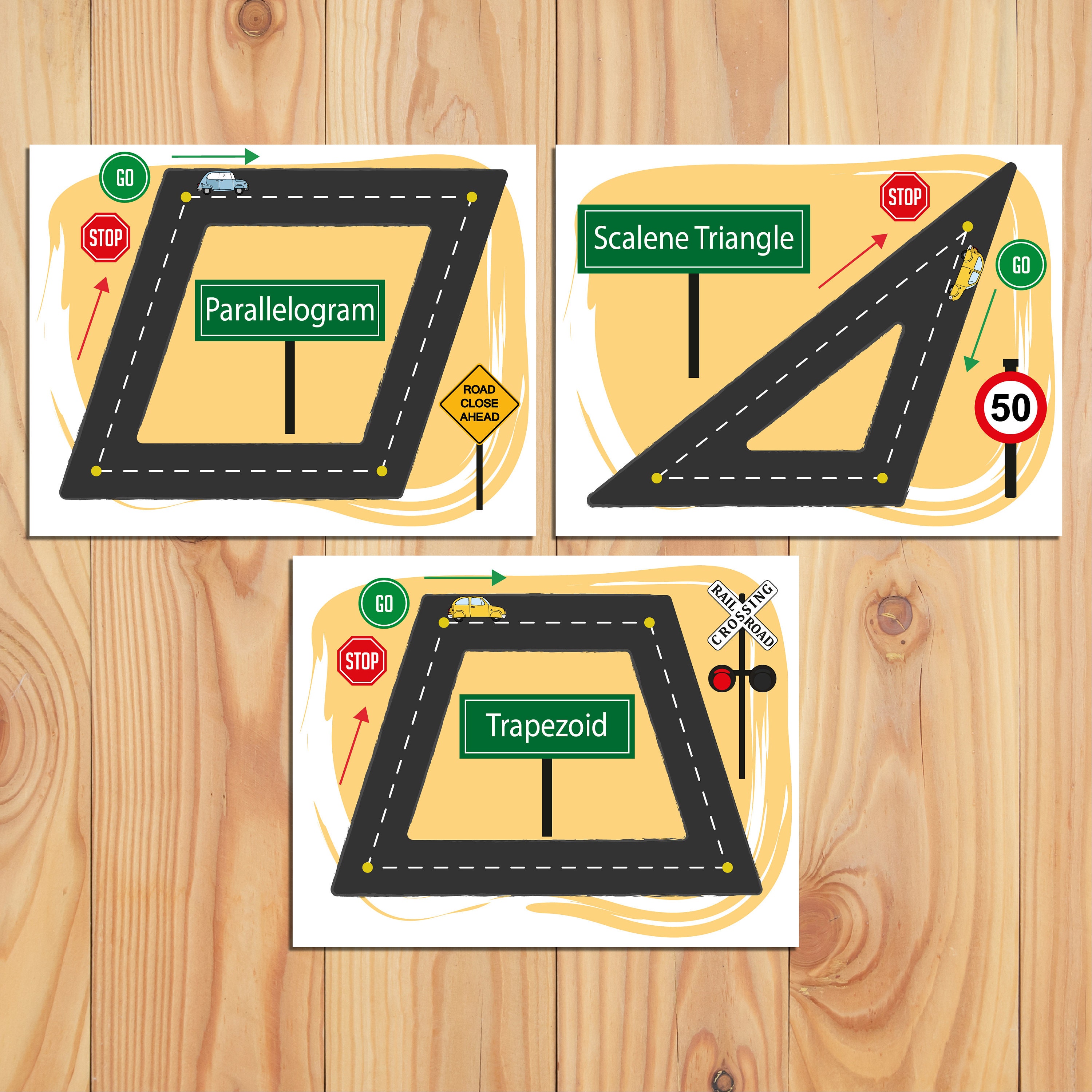 2D Shapes Printable Tracing Road Practice, Fun Car Activity for Toddler ...