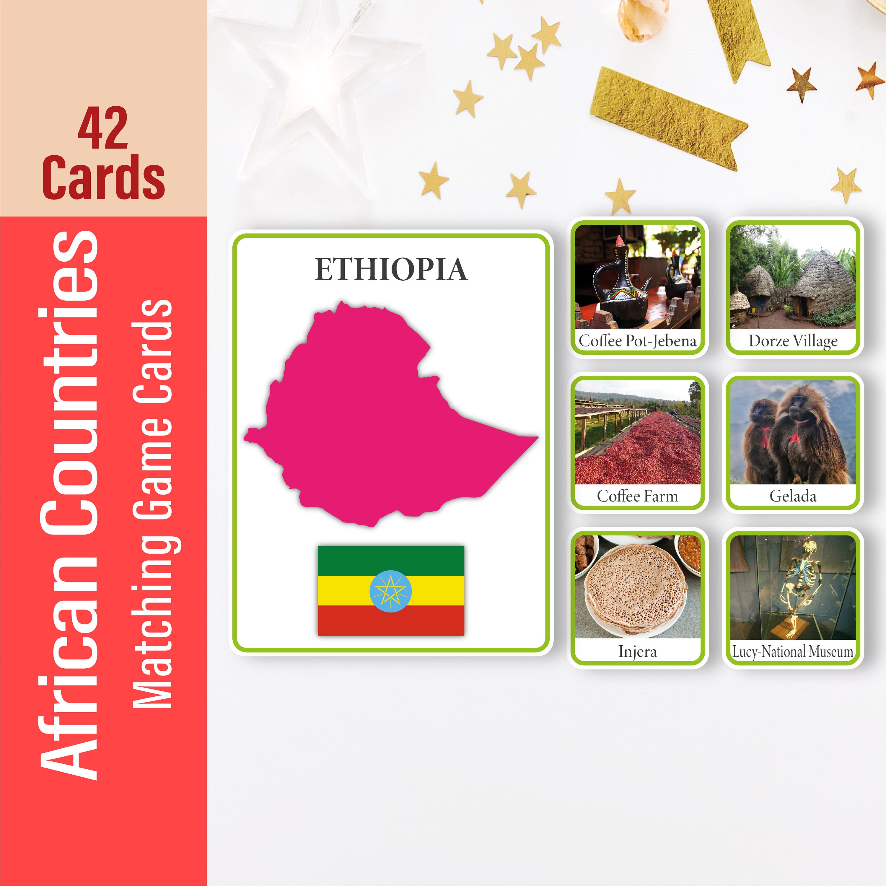 African Countries Matching Game Cards , Montessori Toddler Matching ...