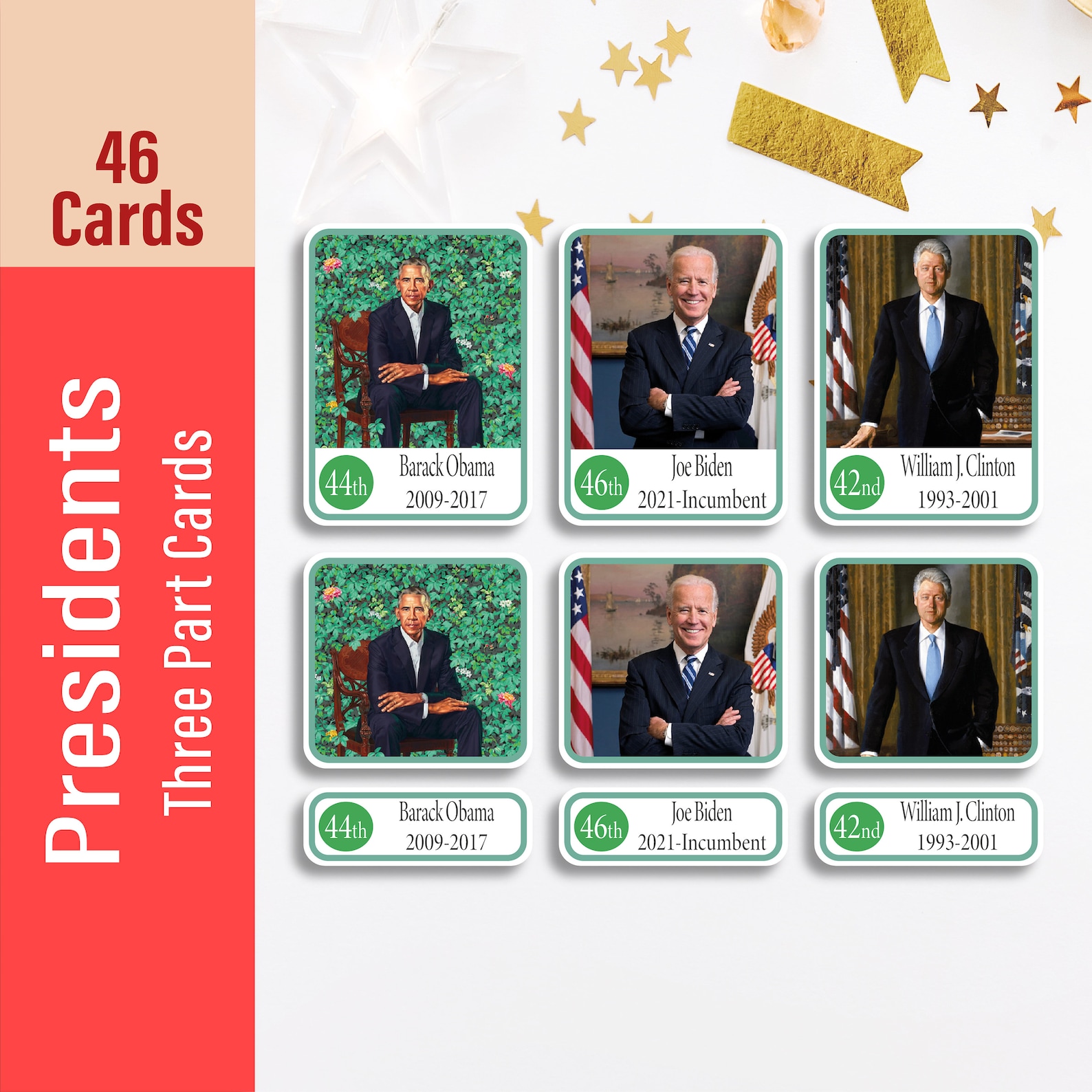 UNITED STATES PRESIDENTS, American Presidents Flash Cards, Presidents ...