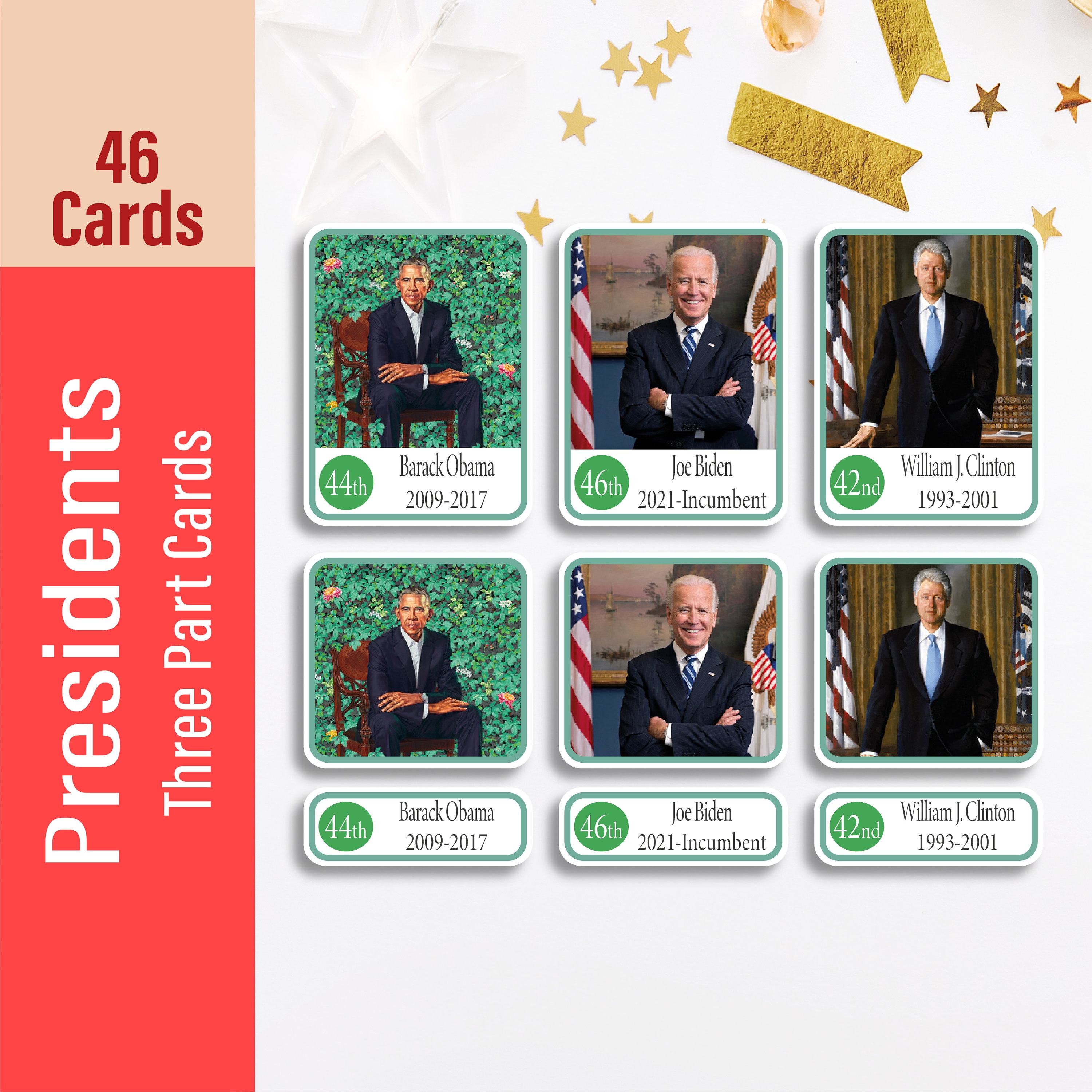 UNITED STATES PRESIDENTS, American Presidents Flash Cards, Presidents ...