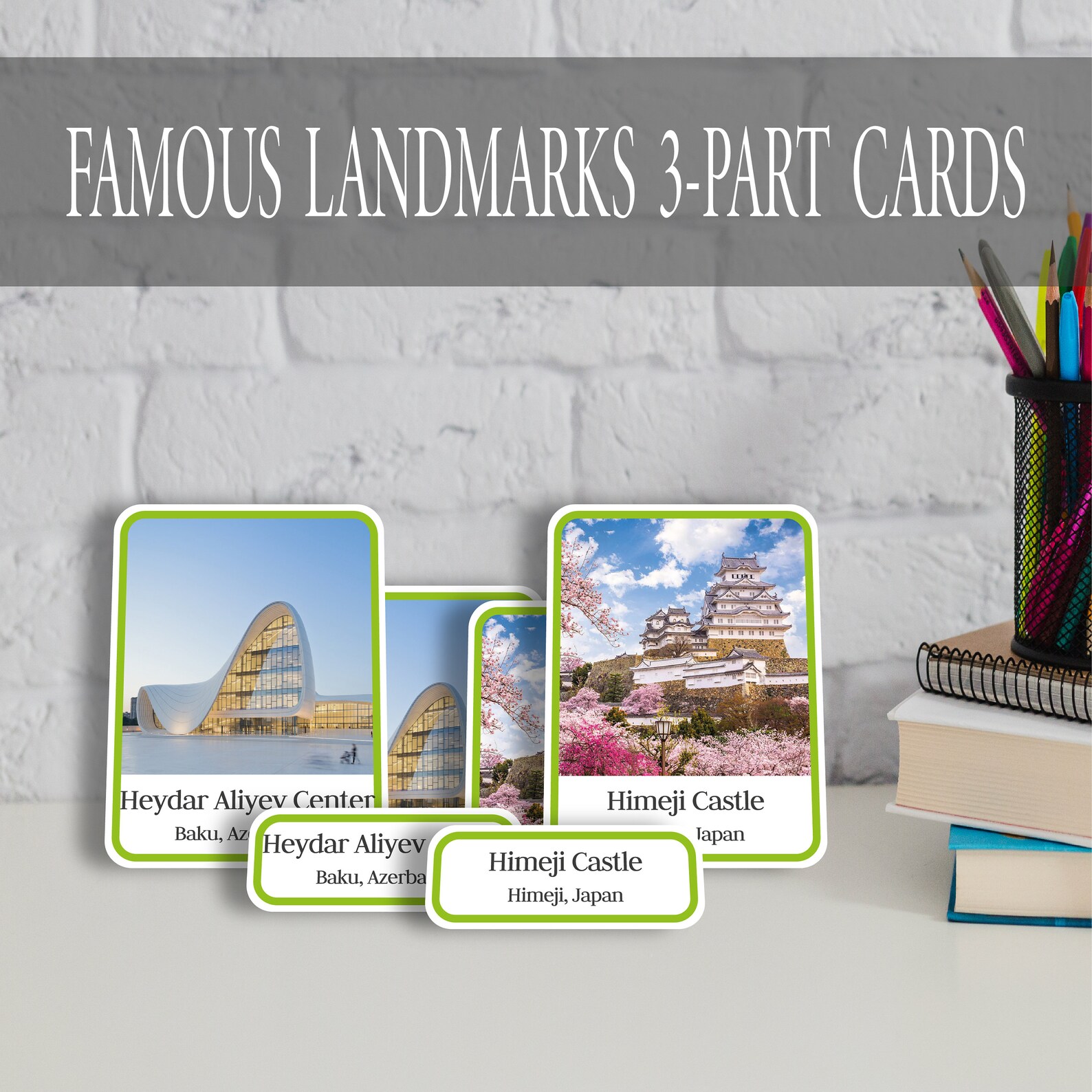 World Famous Landmarks Three Part Flashcards, World Wonders ...