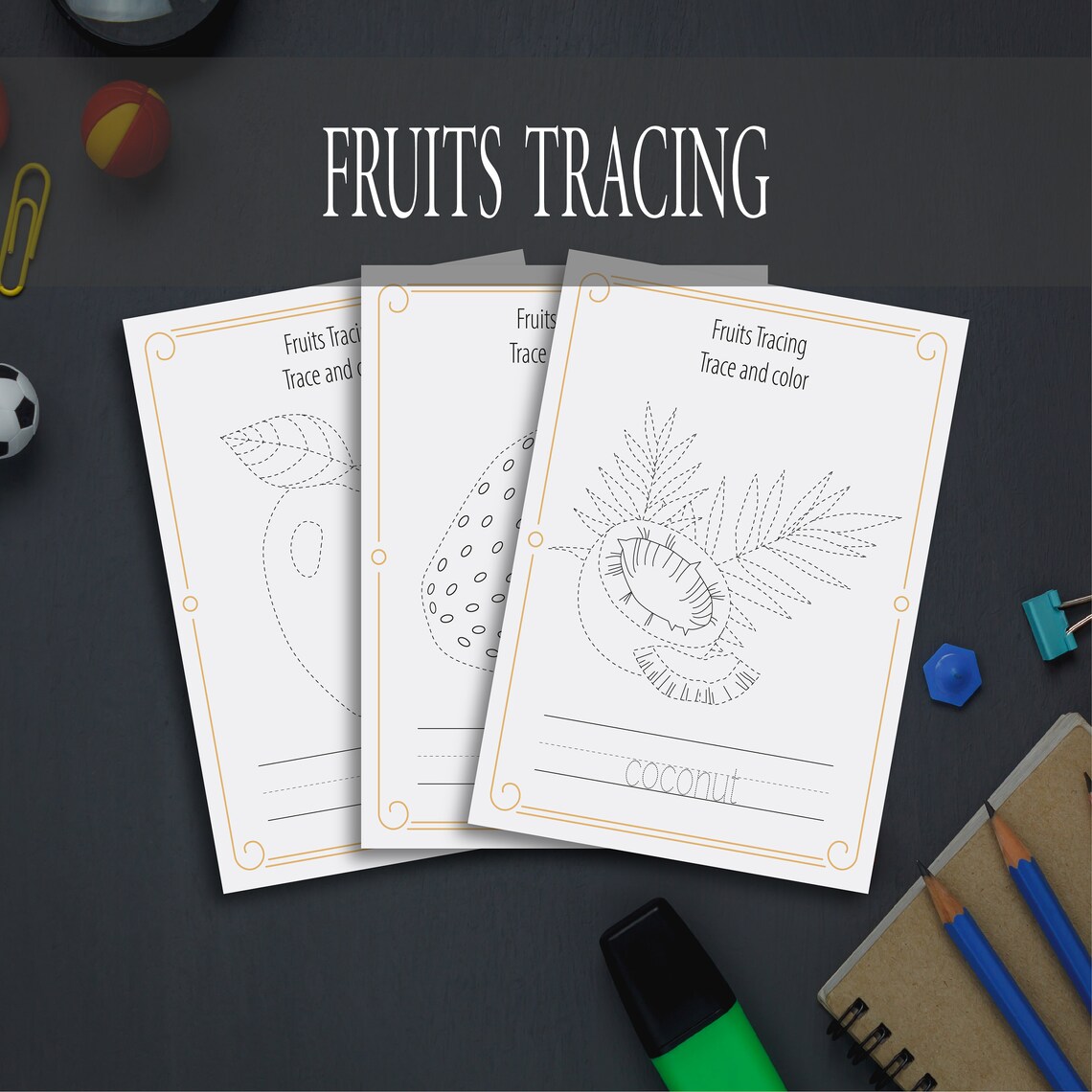 Fruit Printable Coloring Pages for Kids, Coloring Book, Tracing ...