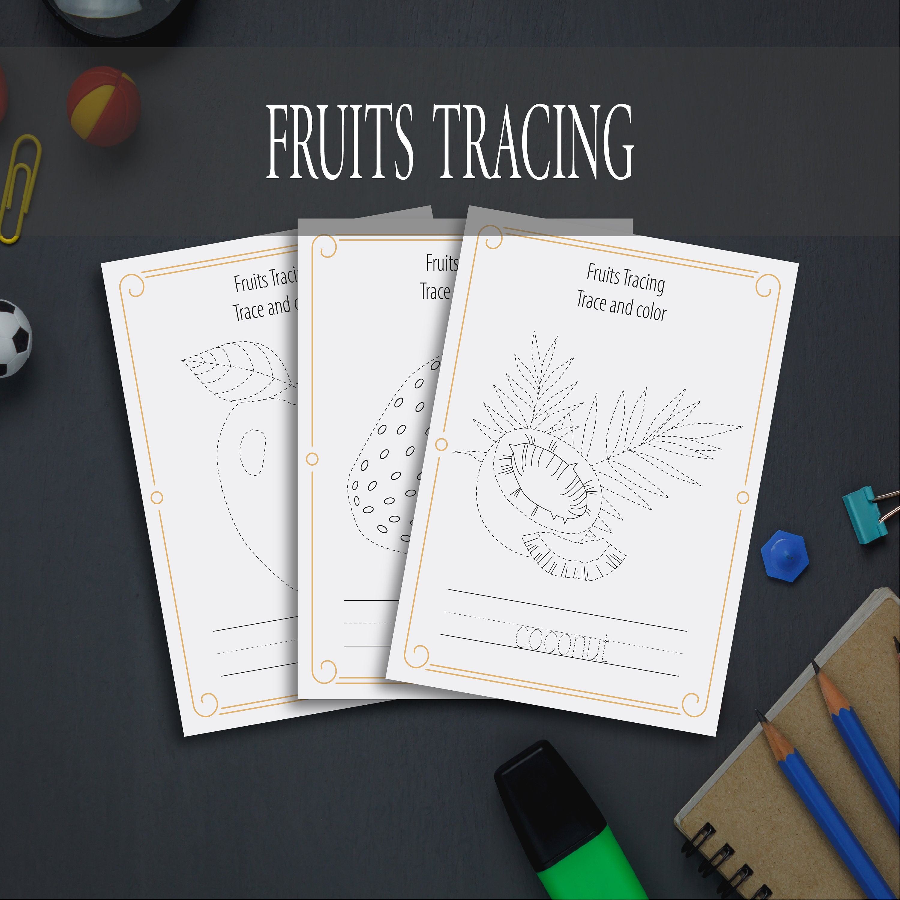 Fruit Printable Coloring Pages for Kids, Coloring Book, Tracing ...