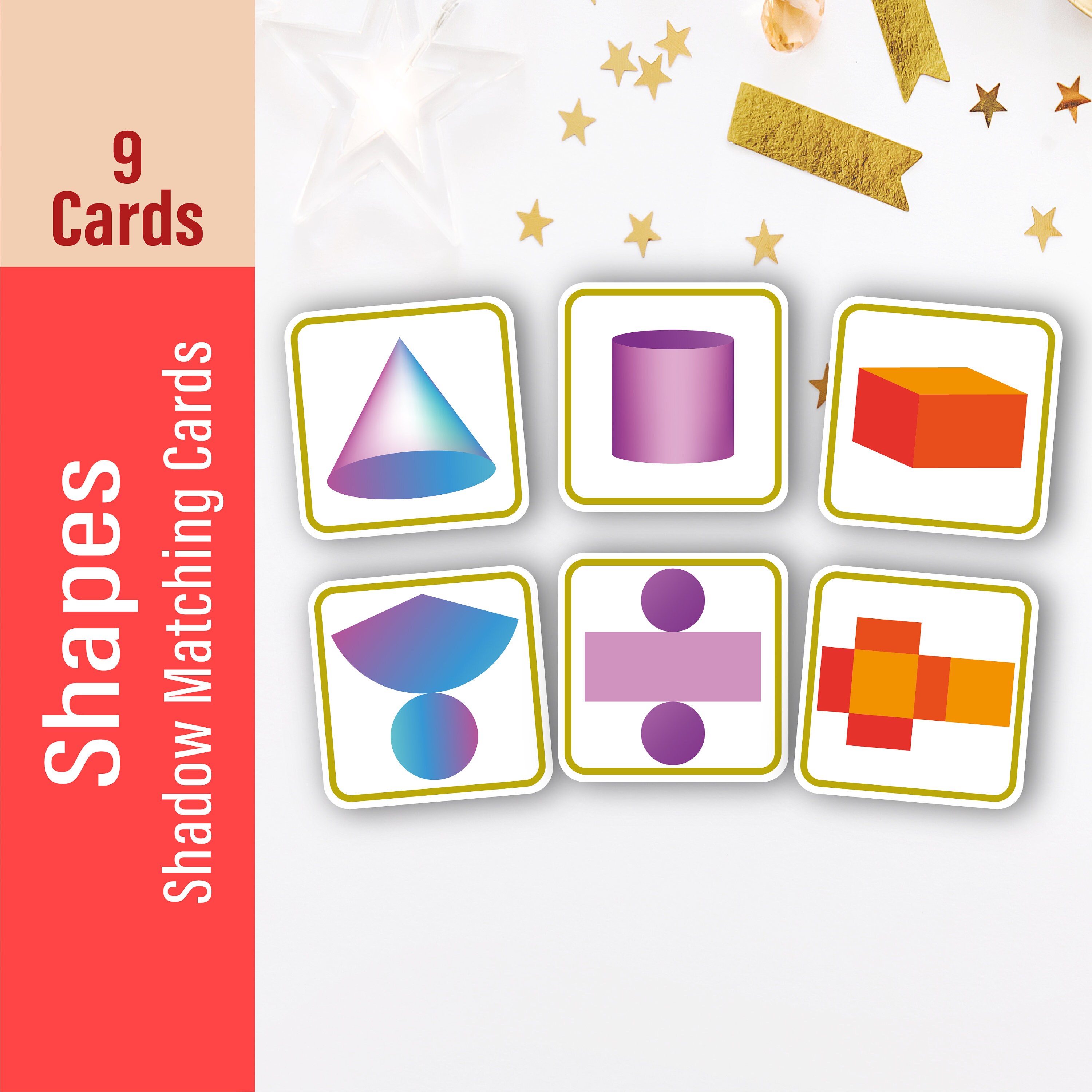 Shape Matching Flash Cards, Preschool Learning, Shapes Activity for ...