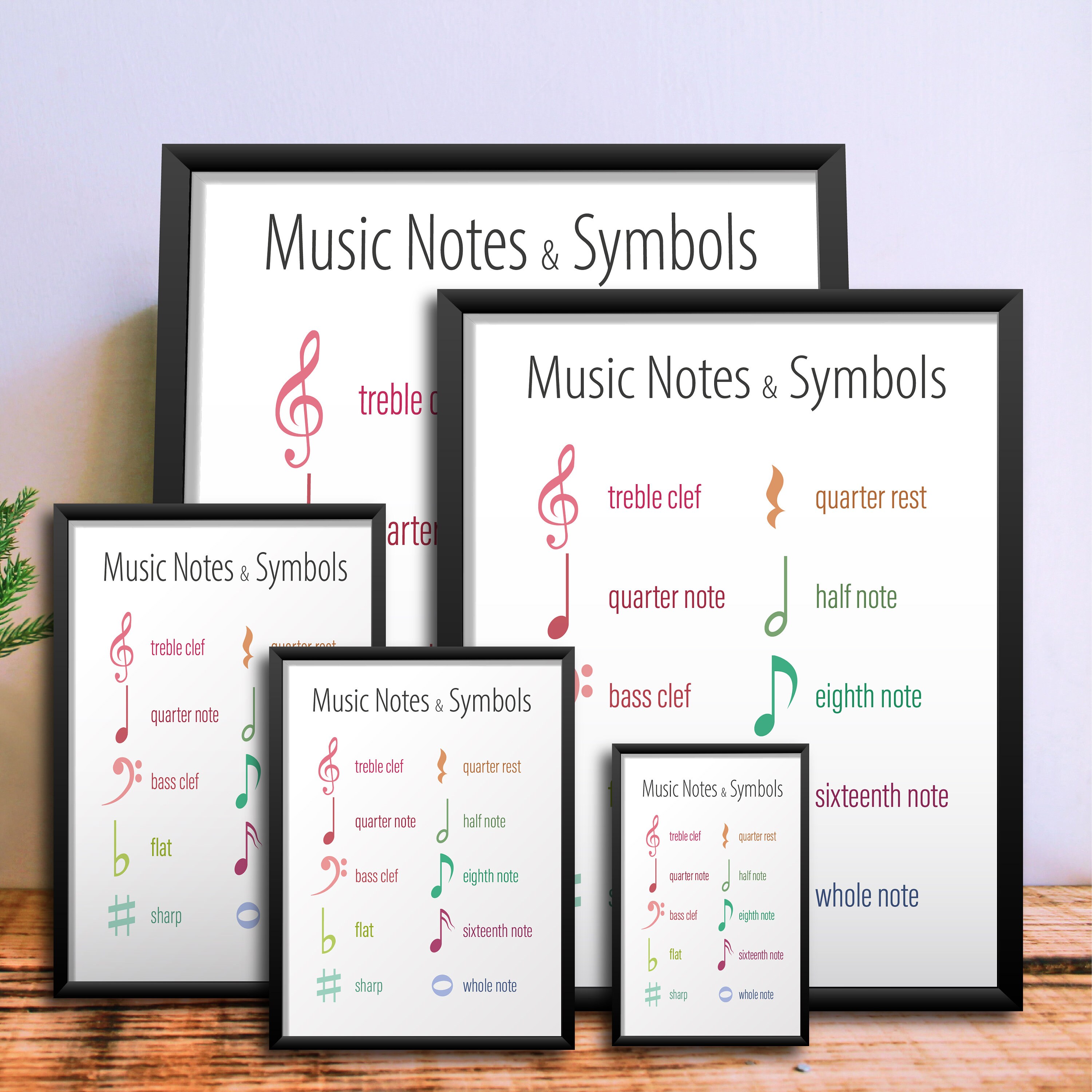 Music Notes and Symbols Printable Poster, Basic Terms, Educational ...