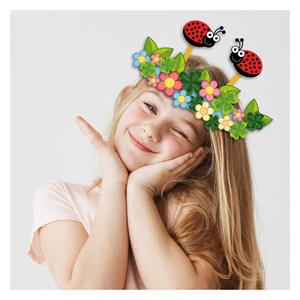Paper Flower and Bug Printable Crown Kids Crafts Hats, Flower Headband ...