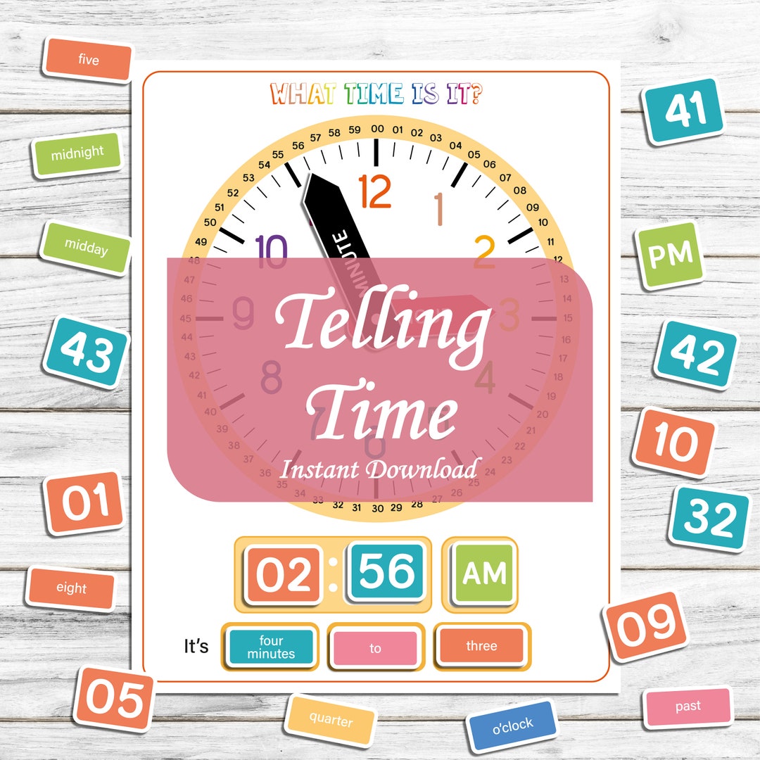 Printable Clock: Learning to Tell Time, Montessori Activity (PDF) - Etsy