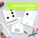 BRAILLE ALPHABET SYSTEM Printable Flash Cards, Montessori Cards, Flash ...