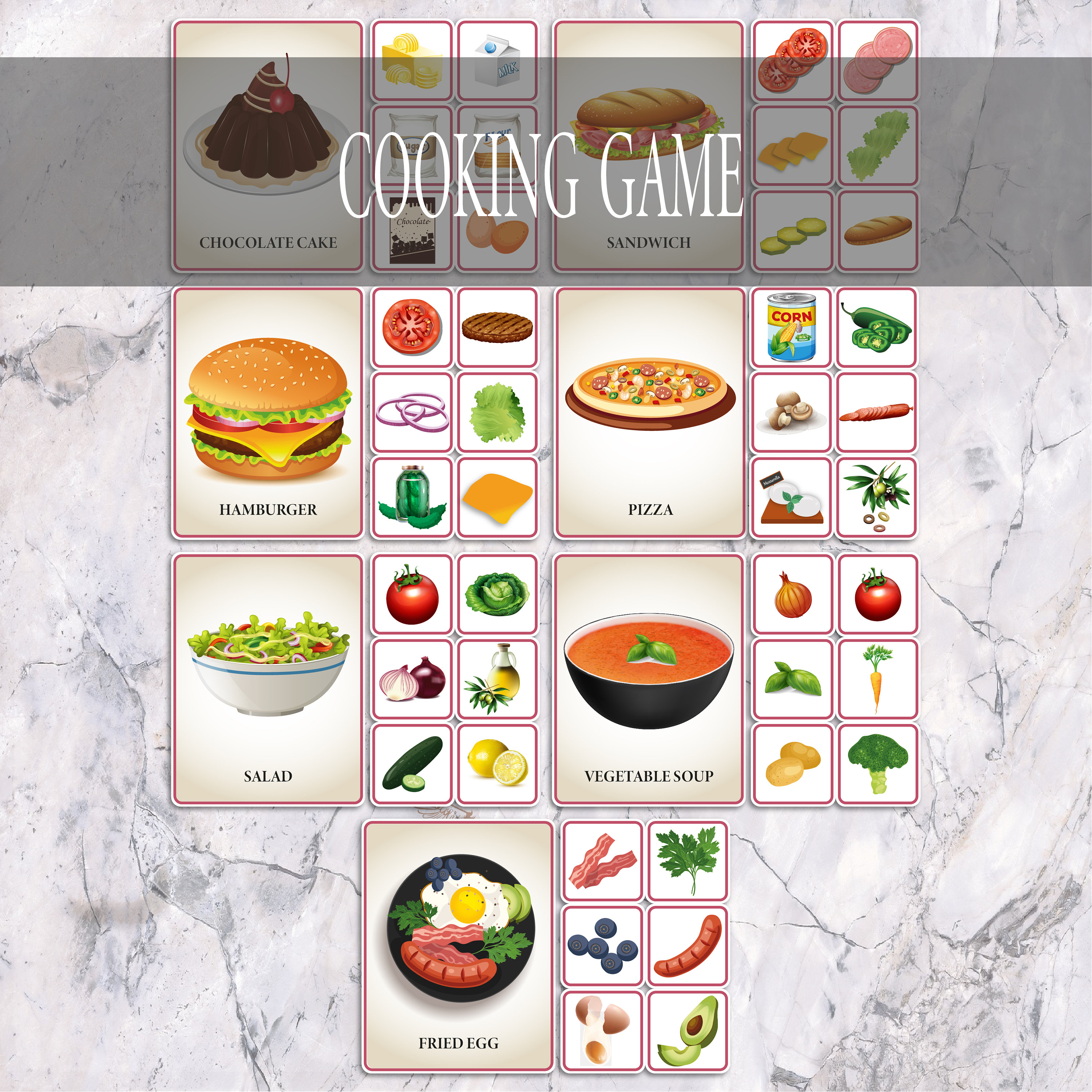 Cooking Matching Game Cards: Montessori Toddler Learning (downloadable ...