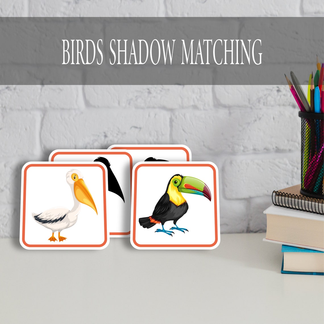 Birds Shadow Matching Game Cards Montessori Toddler Matching - Etsy