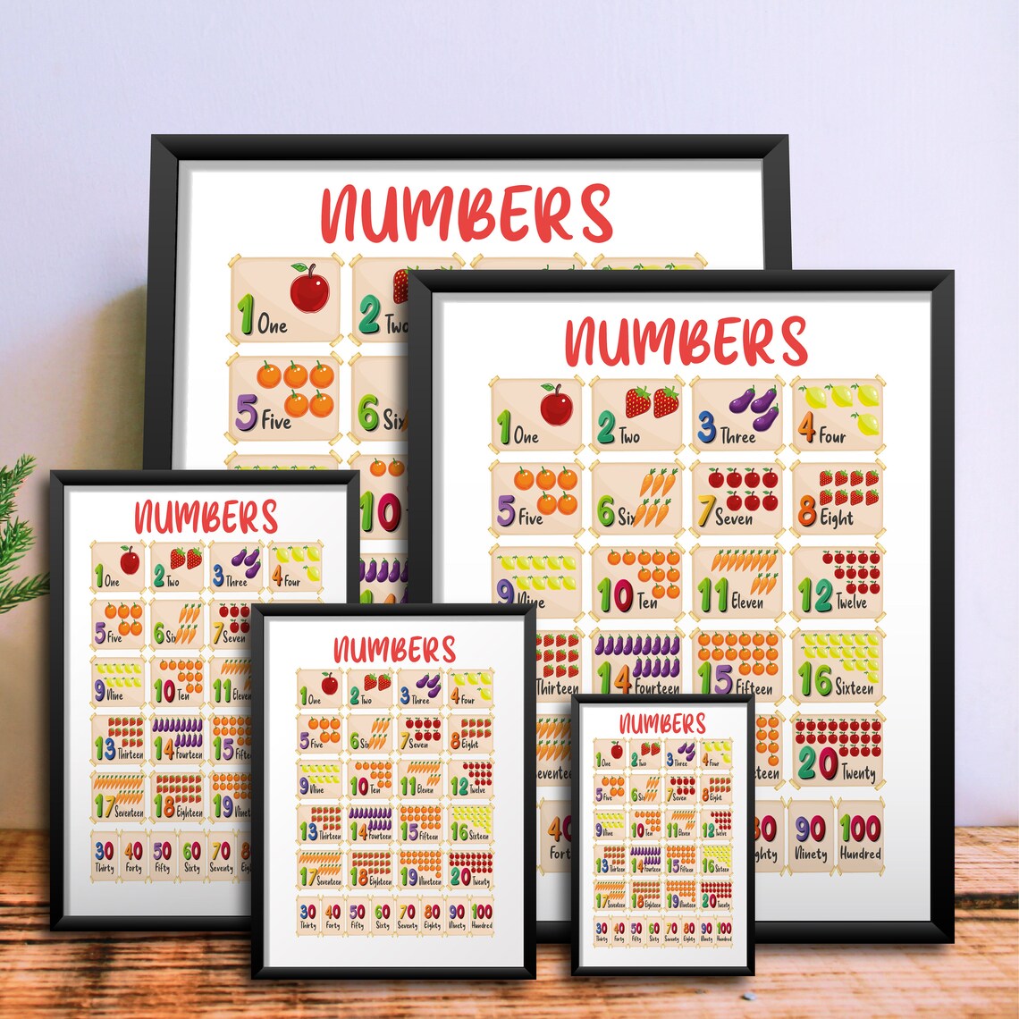 1-100 Number Counting Chart Poster Downloadable Prints | Etsy