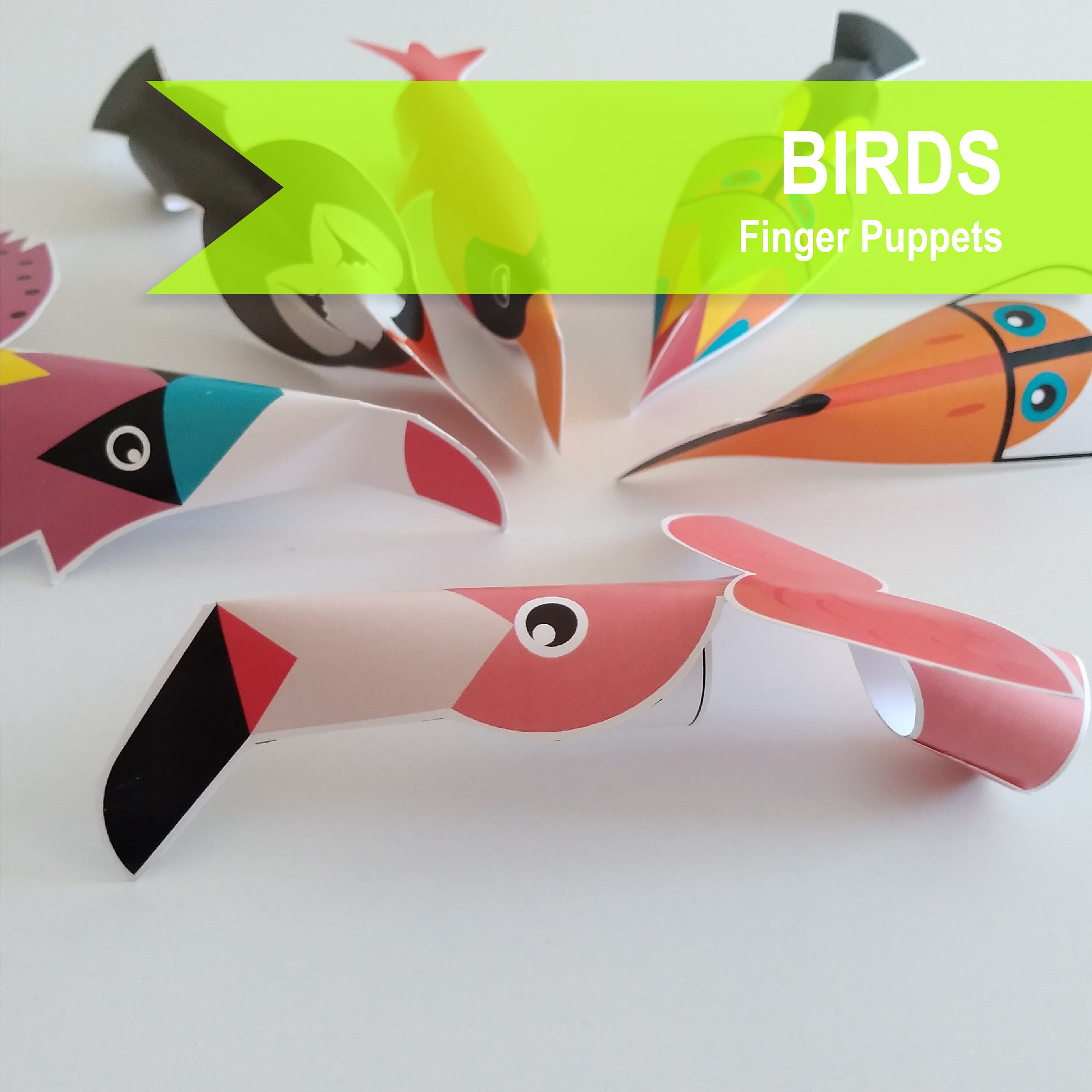 BIRD Finger Puppet Set, Animals Paper Printable Crafts, Birthday Party ...