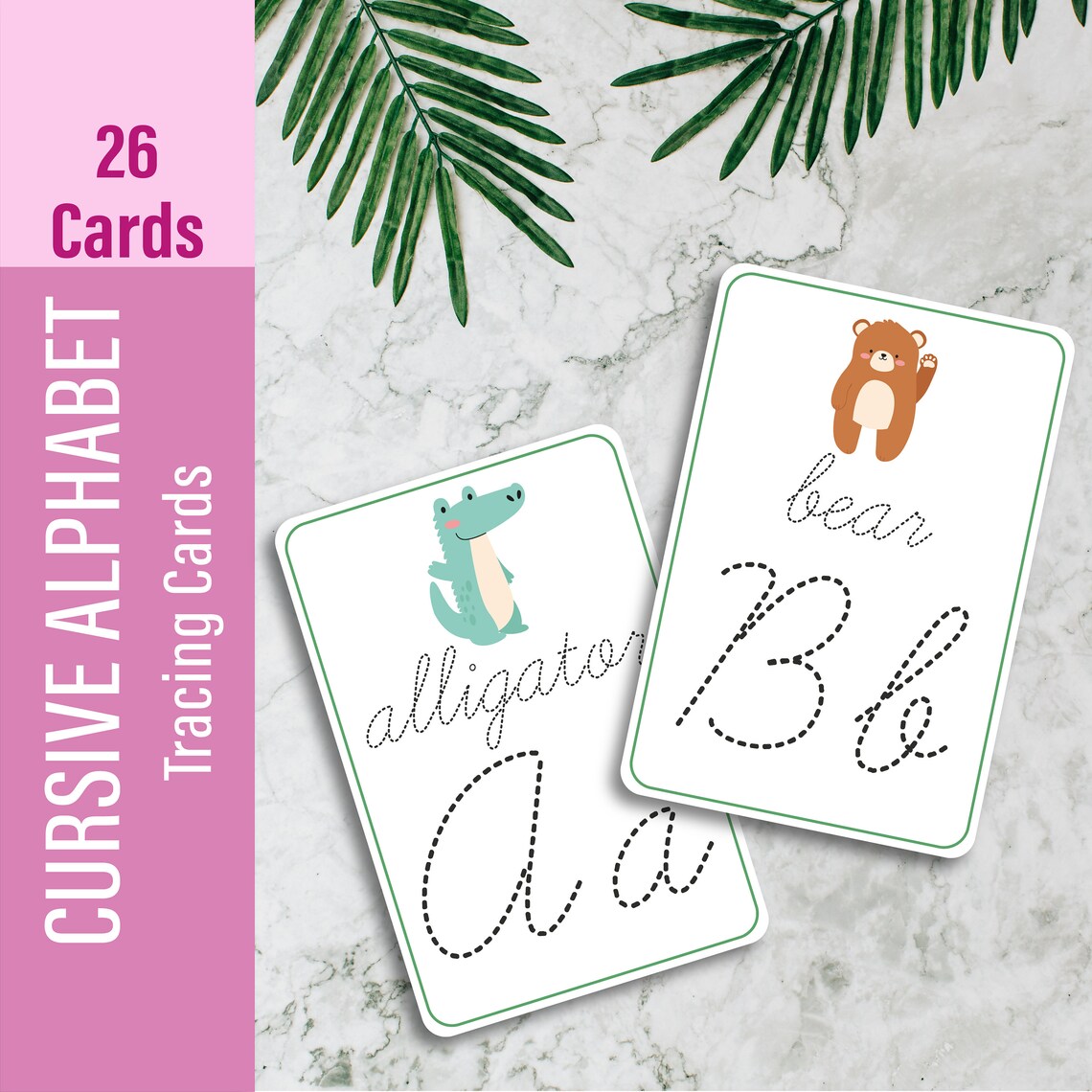 CURSIVE ALPHABET Tracing Printable Flash Cards, Montessori Toddler ...