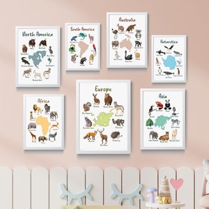 Set of Animal Educational Posters, Continents Poster, 7 Homeschool ...