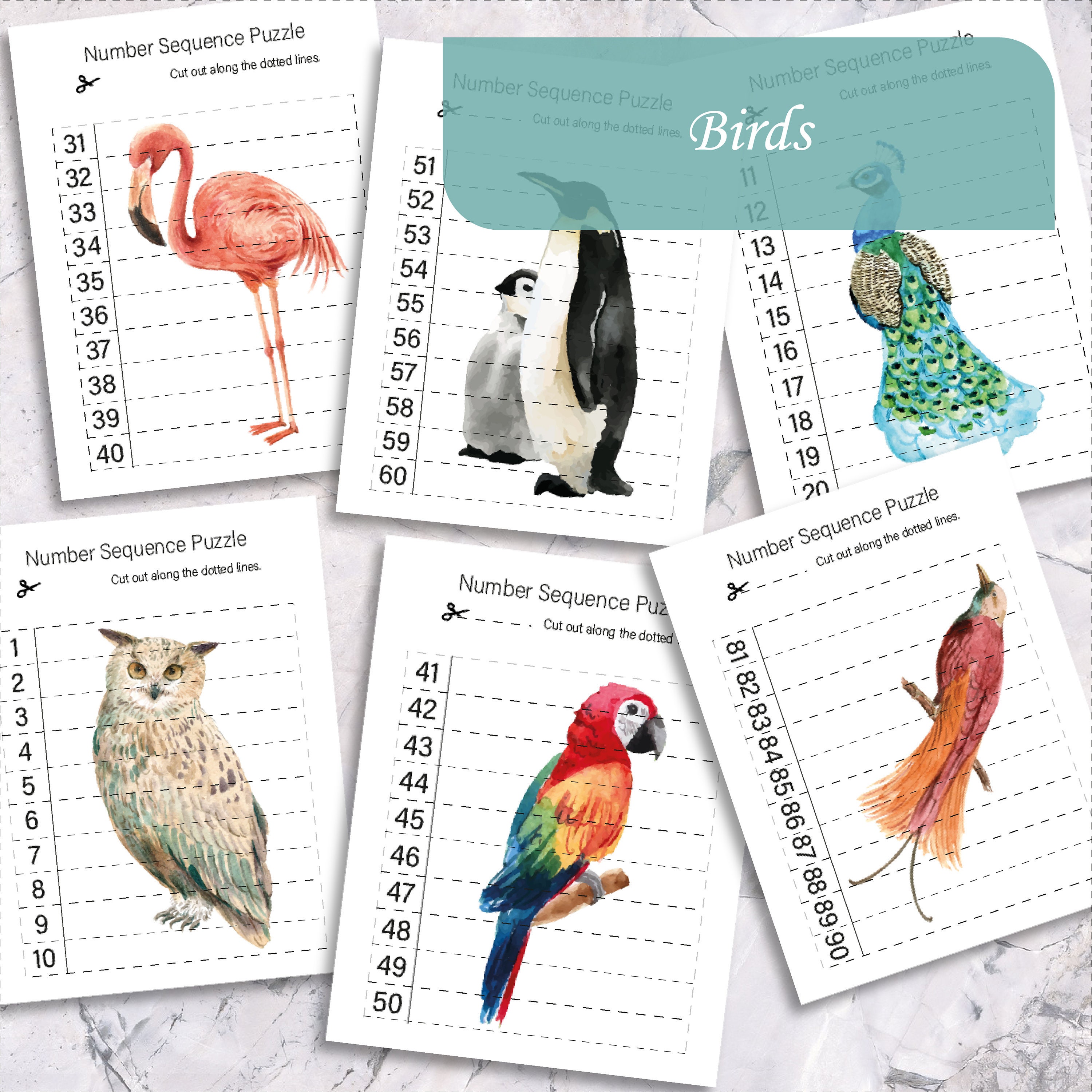 Number Sequence Counting Printable Animal Puzzle Set, Preschool Math ...