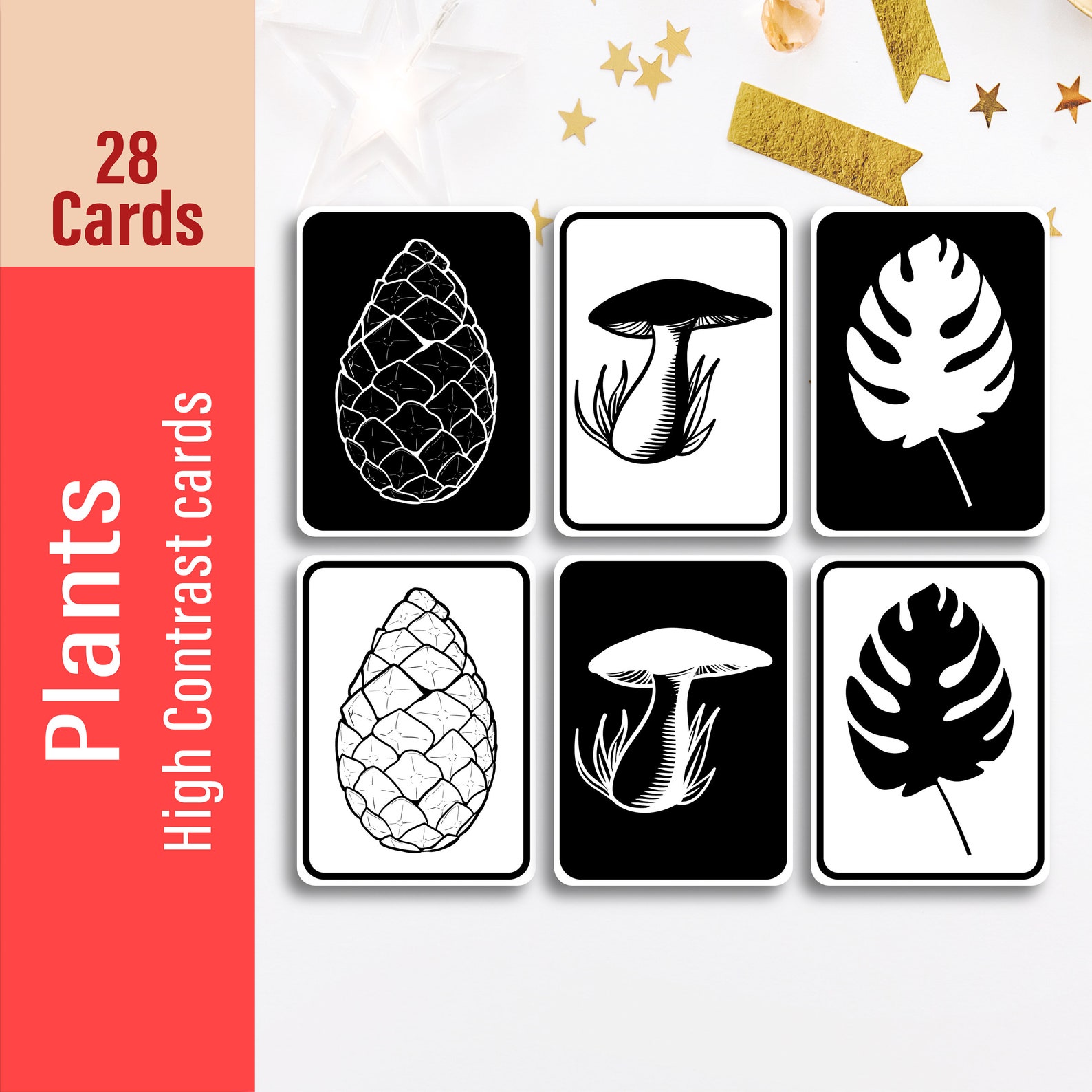 Plants High Contrast Baby Cards, Baby Contrast Cards for Newborn ...