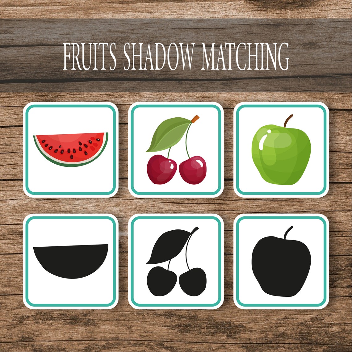 Fruits Shadow Matching Game Cards Montessori Toddler Matching - Etsy
