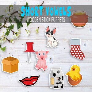 Short Vowel Wooden Stick Puppets: Montessori Learning Game (PDF) - Etsy