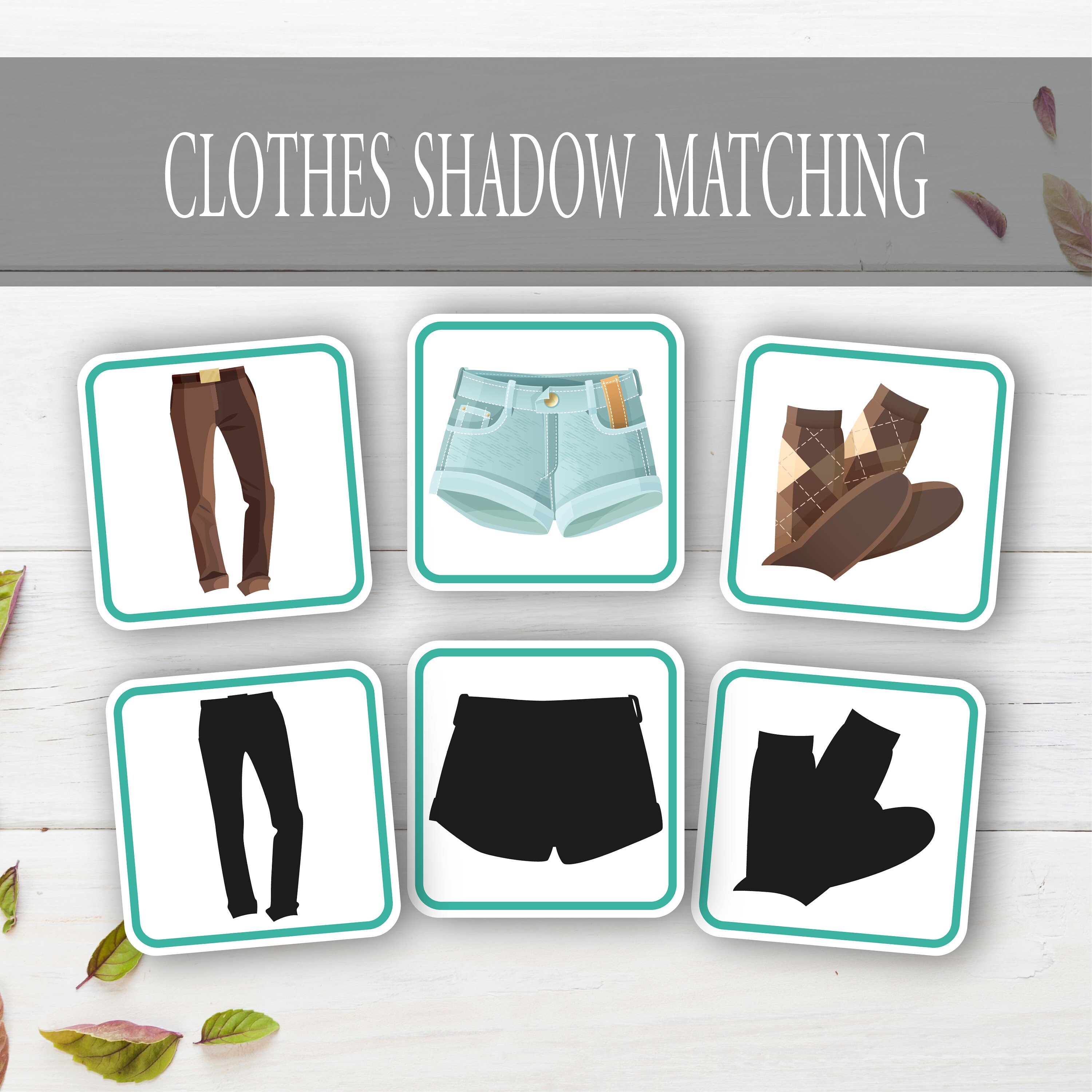 Clothes Shadow Matching Game Cards Montessori Toddler - Etsy
