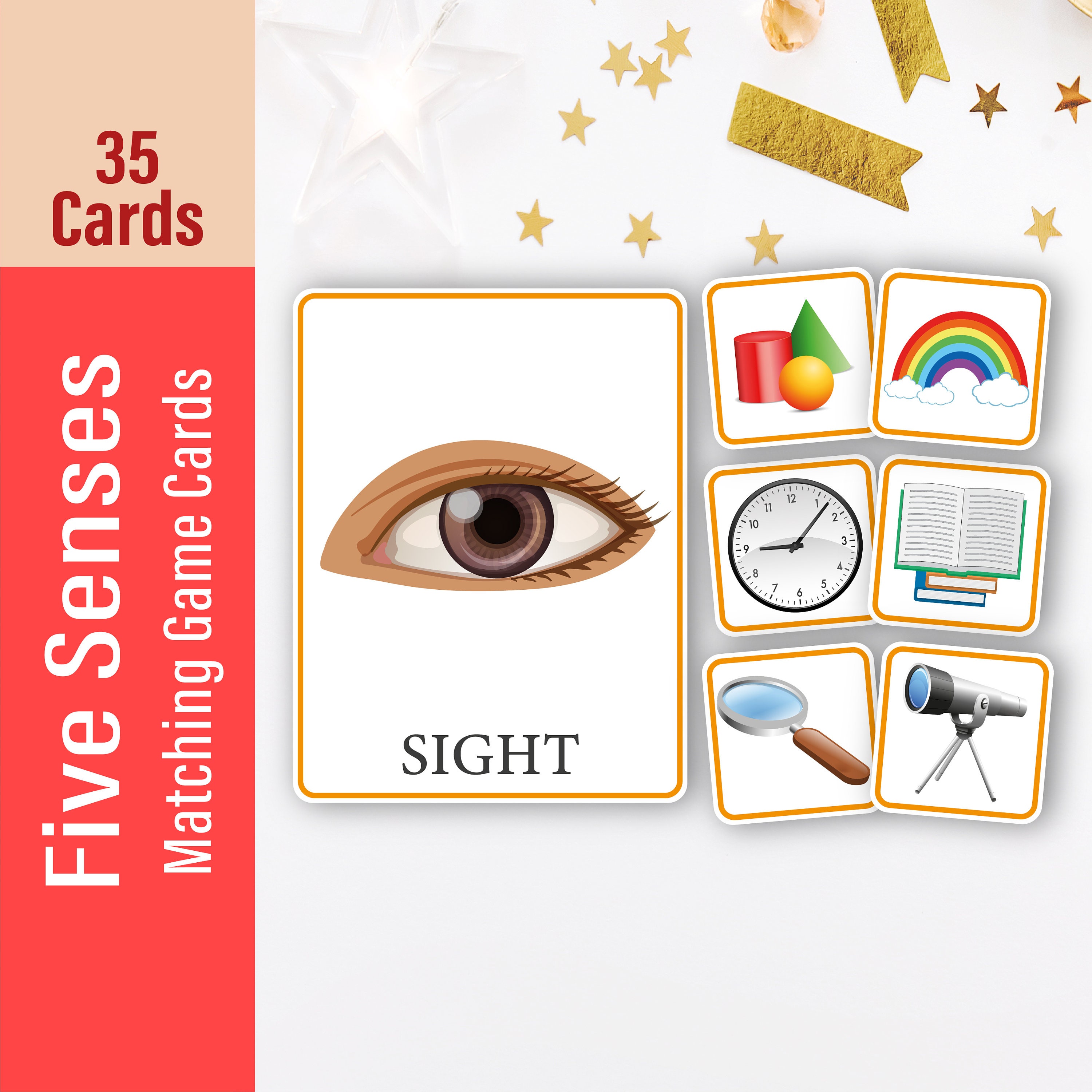 Five Senses Matching Game Cards: Montessori Early Learning (PDF) - Etsy