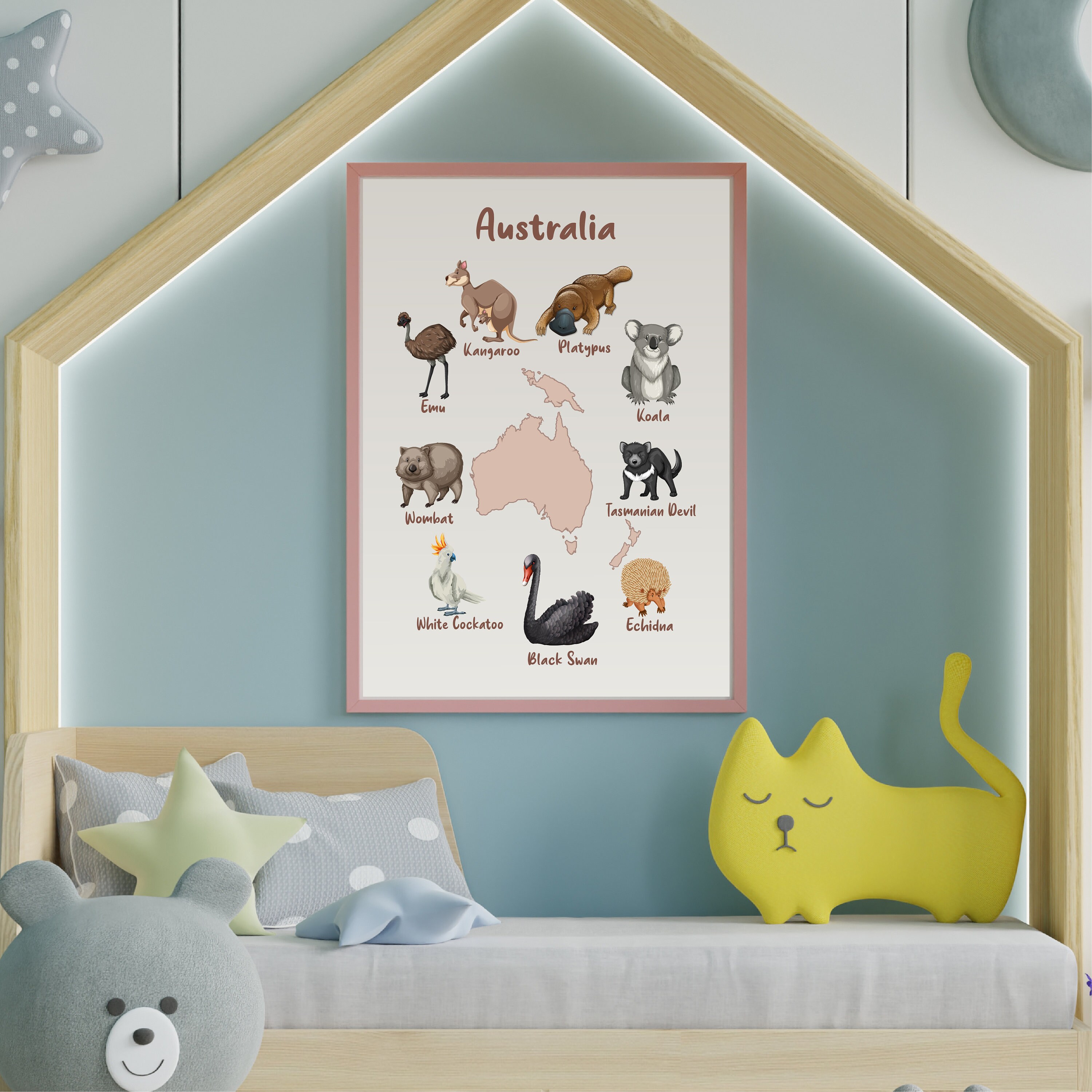 Australian Animals Poster Continent Printable for Nursery - Etsy