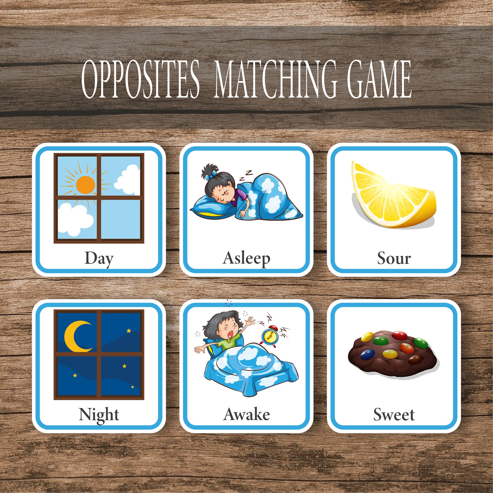 Opposites Matching Game Cards: Montessori Early Learning (PDF Pattern ...