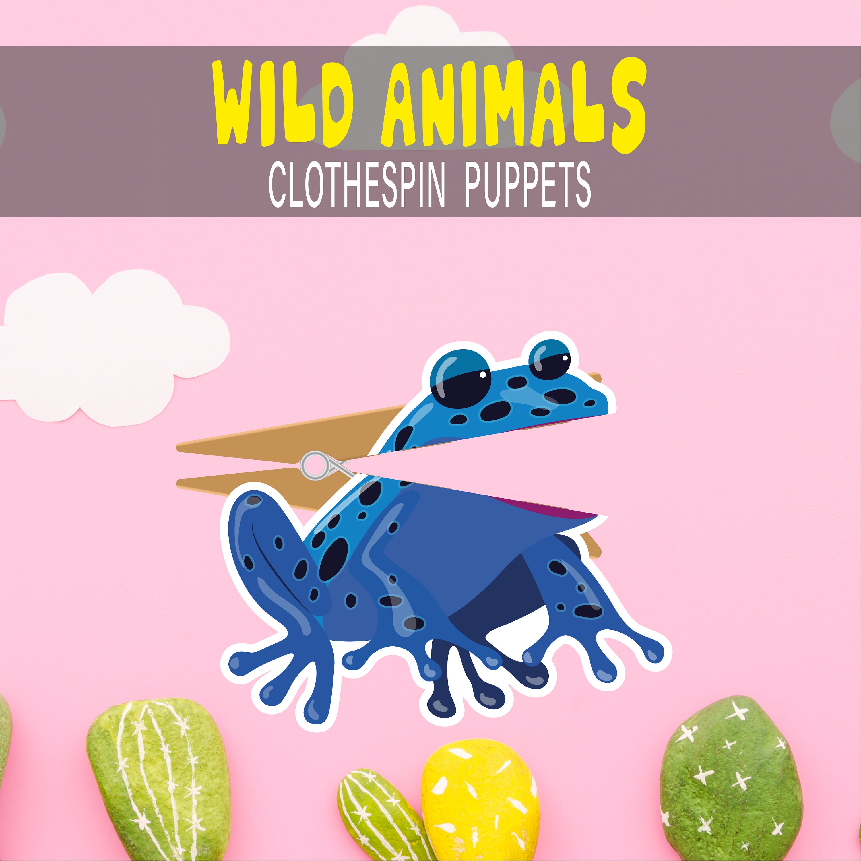 Wild Animals Clothespin Puppet Printable Toddler Busy Book, Montessori ...