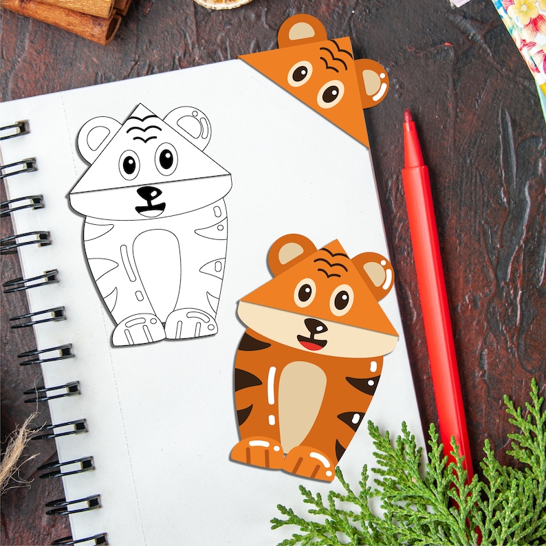 Jungle Animal Printable Bookmark Templates: Kids Paper Craft (instant ...