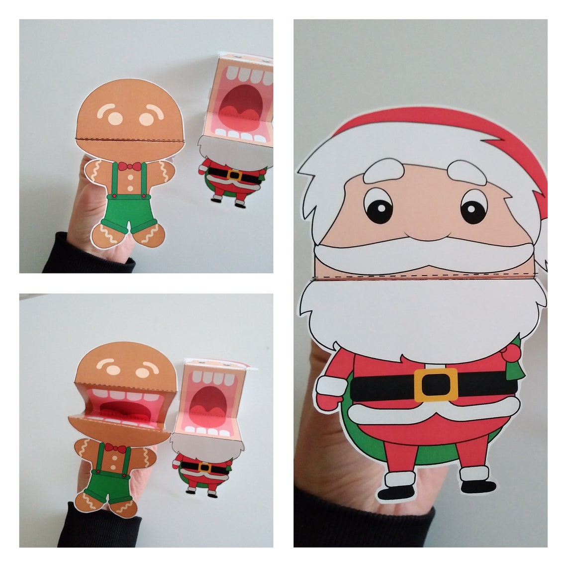 Christmas Character Paper Printable Hand Puppets, Instant Download ...