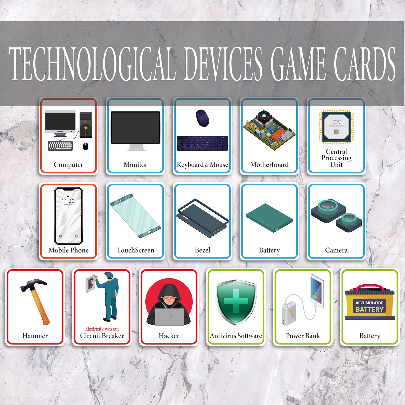Technological Devices Game Cards Montessori Toddler Matching - Etsy