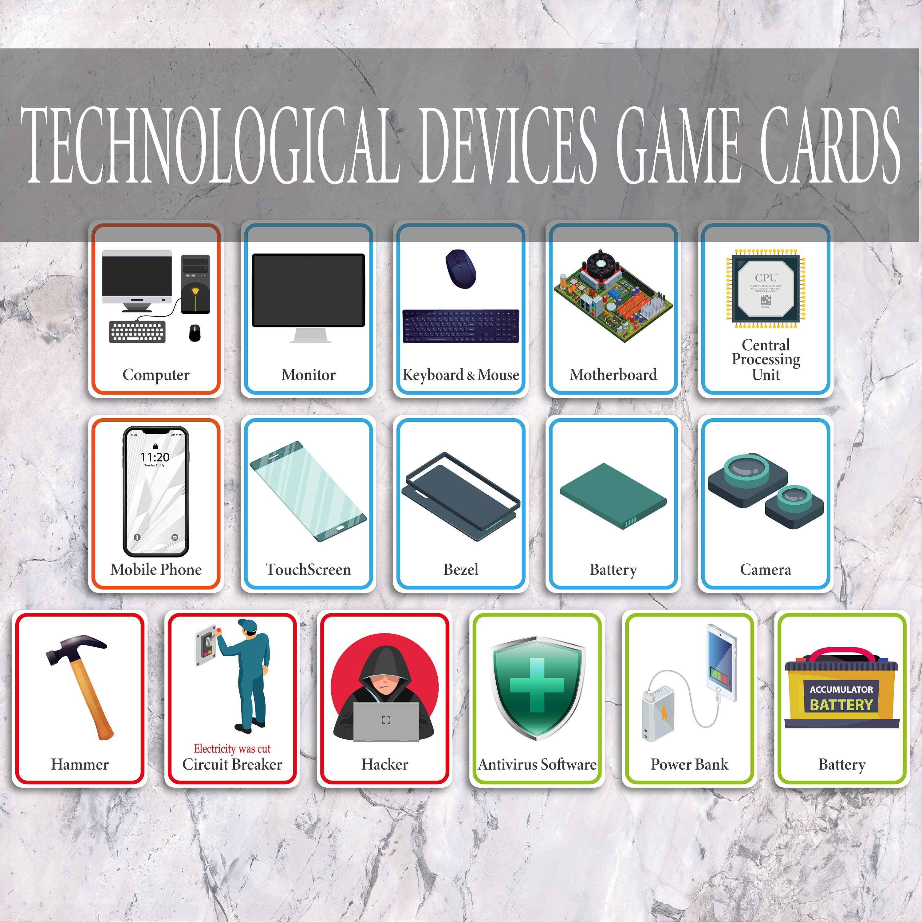 Technological Devices Game Cards Montessori Toddler Matching - Etsy