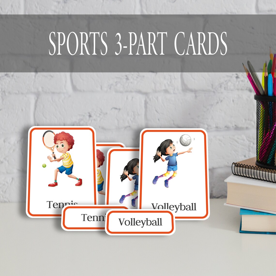 Sports Three Part Flash Cards Toddler Flashcards for Kids - Etsy