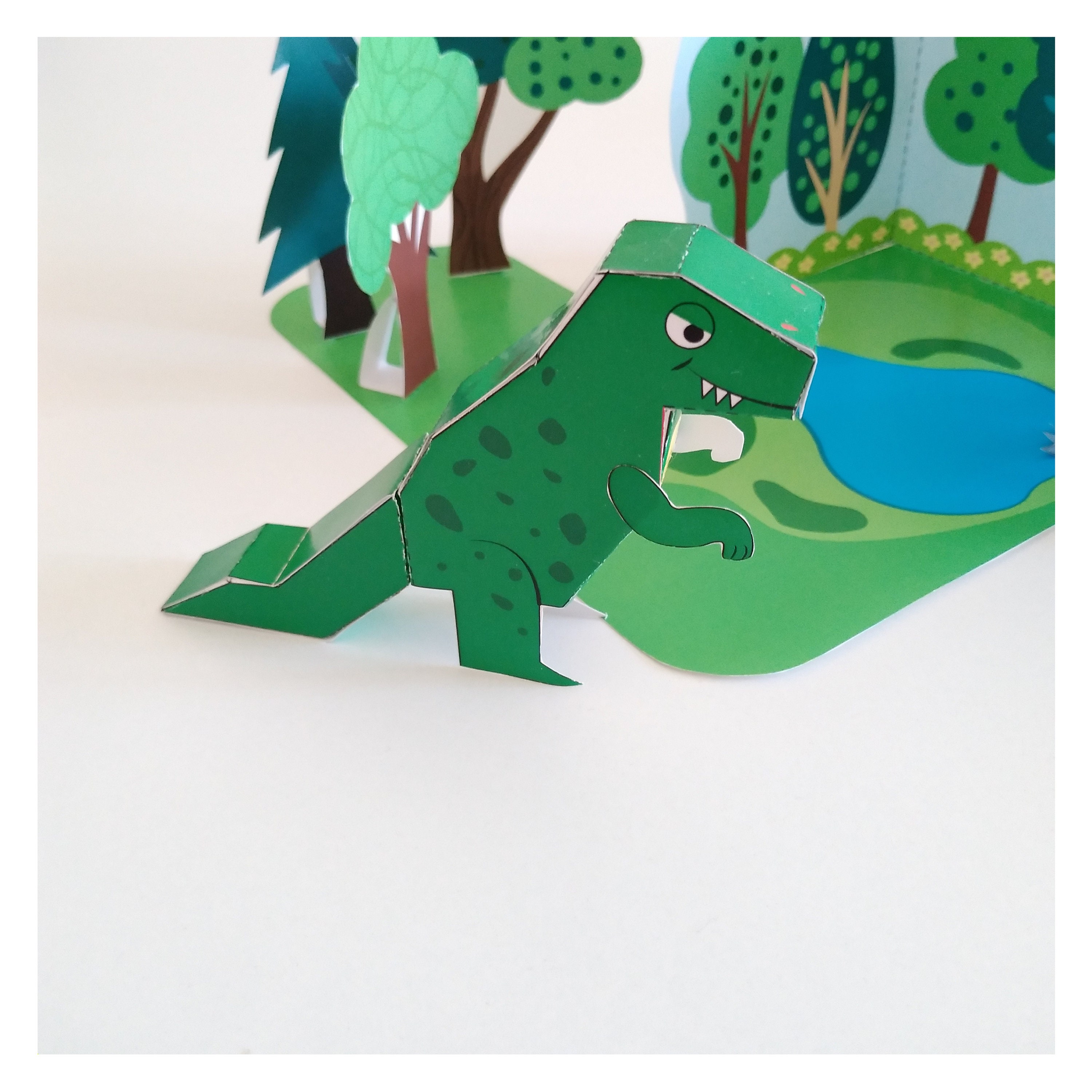 DINOSAUR - FOREST Printable Paper Diorama Kit, Diy Set, Animal Paper ...