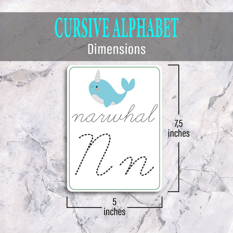 CURSIVE ALPHABET Tracing Printable Flash Cards, Montessori Toddler ...