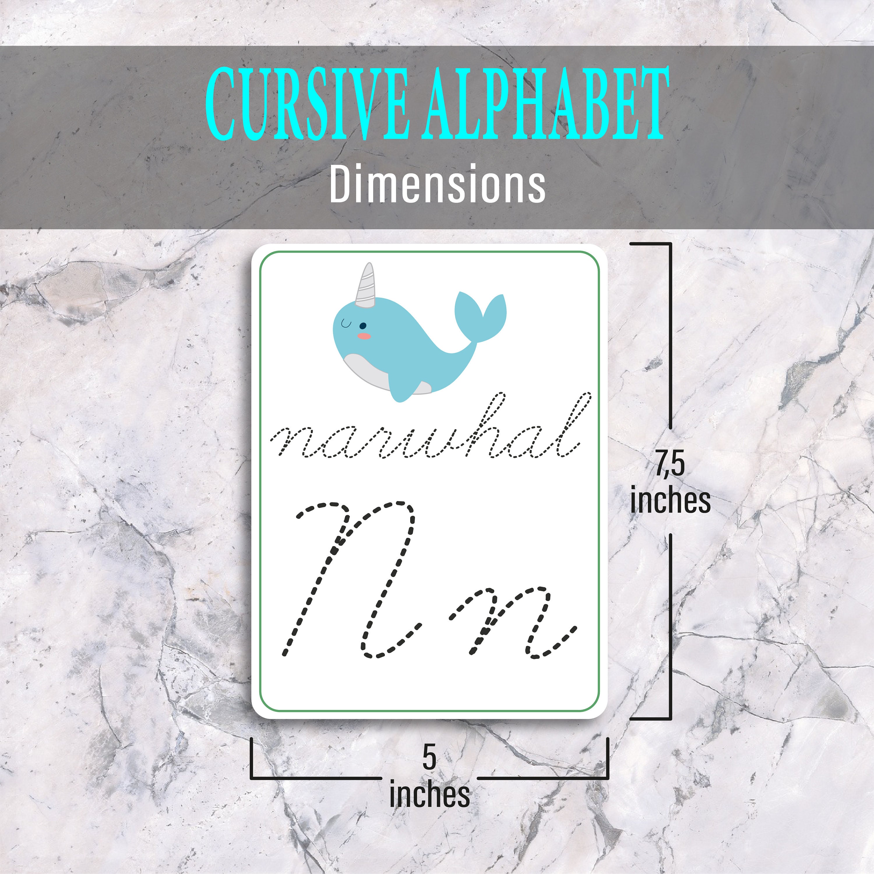 CURSIVE ALPHABET Tracing Printable Flash Cards, Montessori Toddler ...