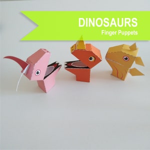 DINOSAUR Finger Puppet, Animals Paper Printable Crafts, Birthday Party ...