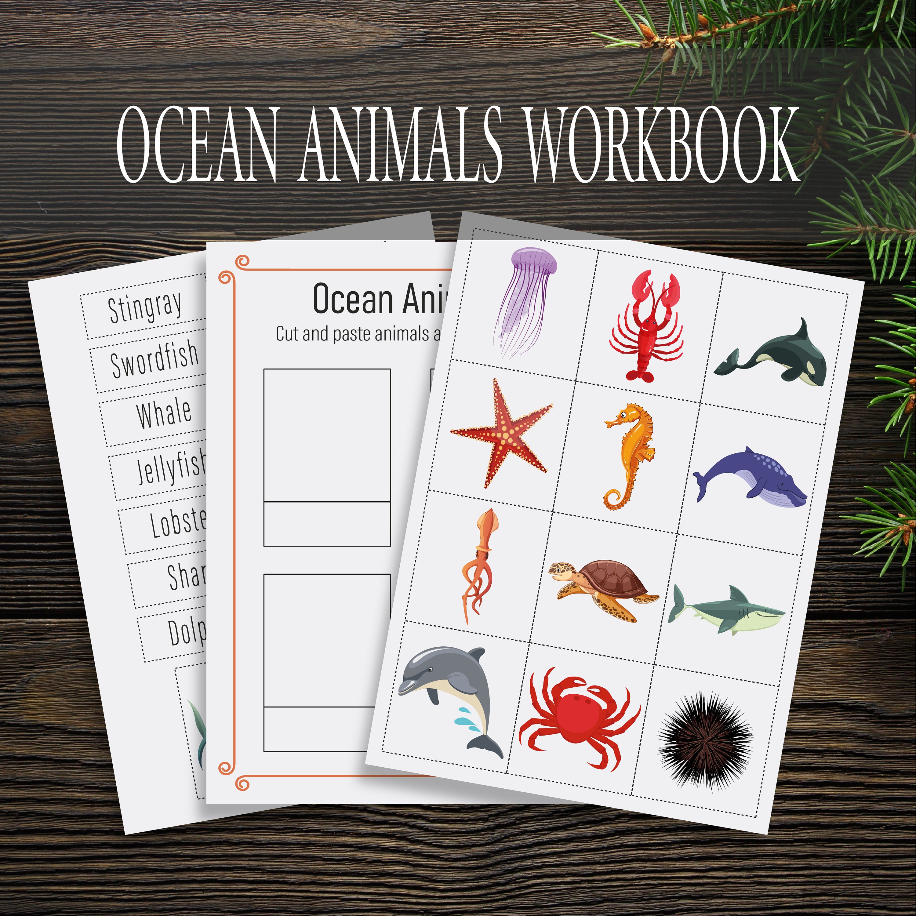 Ocean Animals Printable Toddler Busy Book, Sea Animals Worksheets for ...