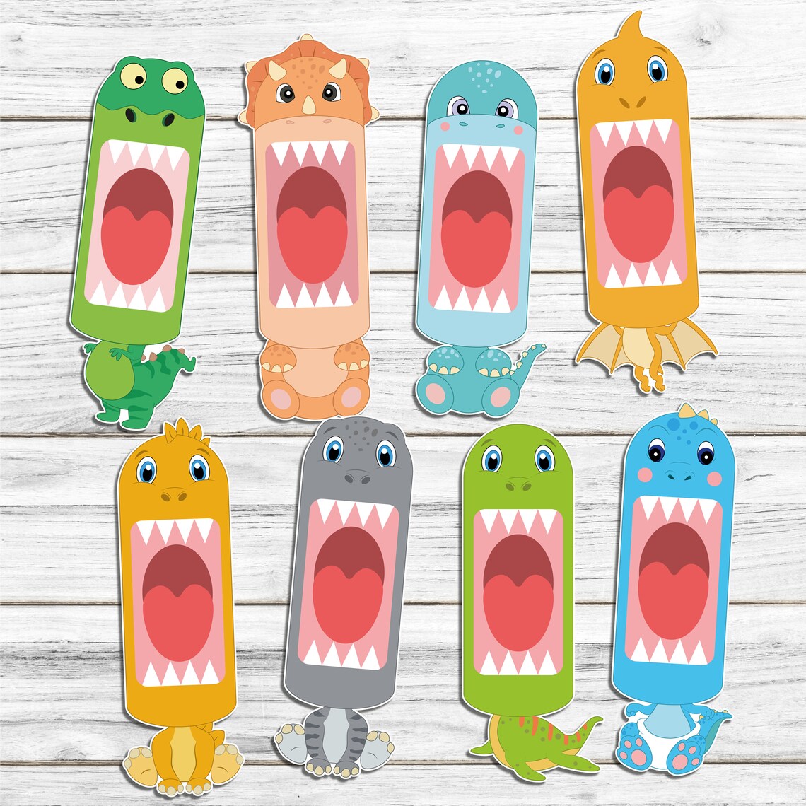 Dinosaur Paper Hand Puppets: Kids' Craft Coloring Page (digital File ...