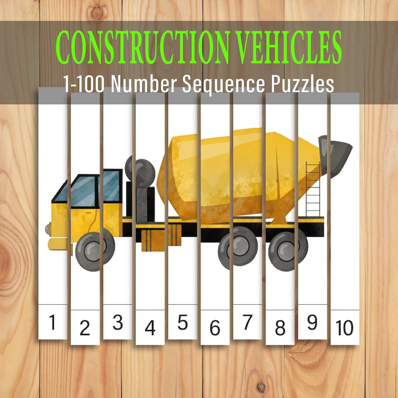 VEHICLES Sequence Puzzle Printable Number Counting Puzzle Toddler Busy ...