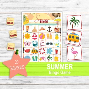 SUMMER BINGO (20 Cards) Game, Printable Party Game, Instant Digital ...