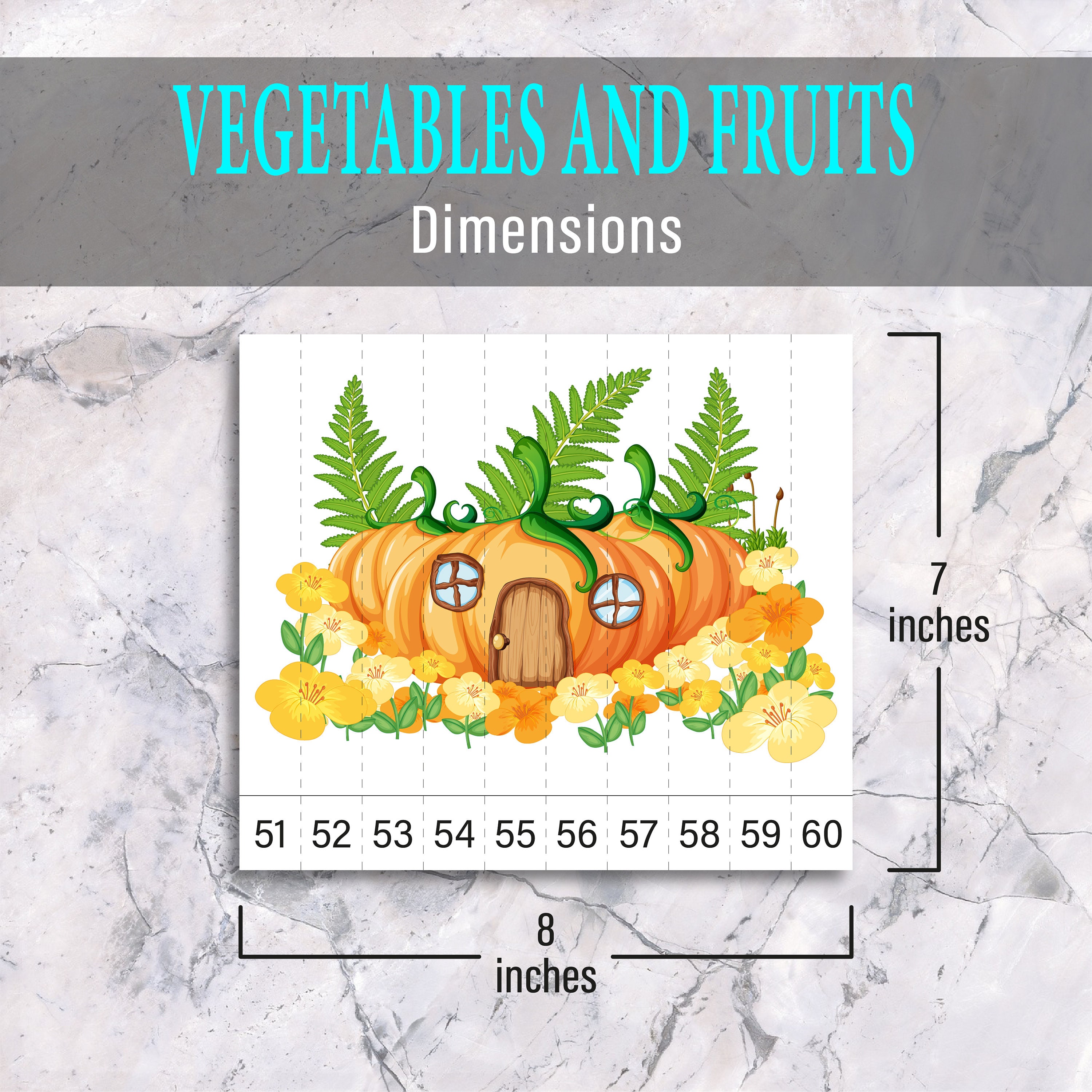 FRUIT VEGETABLE House Sequence Puzzle Printable Number Counting Toddler ...