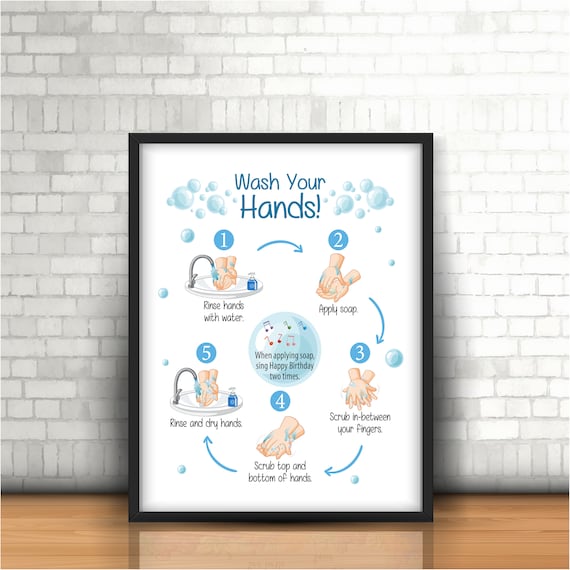 Toilet Hand Washing Printable Posters Bathroom Prints Funny Toilet