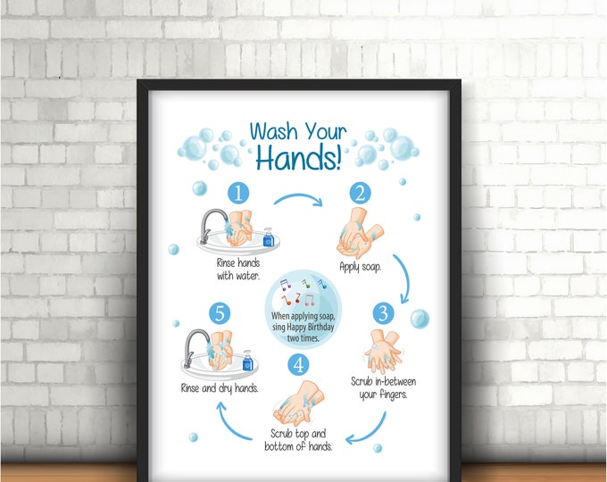 Vintage 90s Kids Hand Washing Poster RARE - Etsy