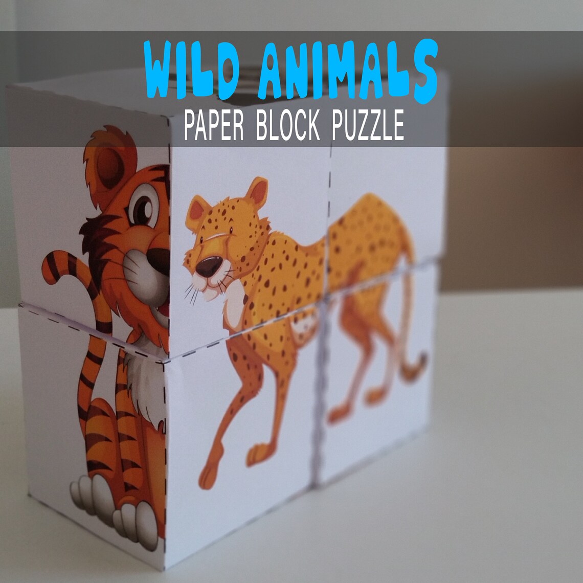 WILD ANIMALS Puzzle Paper Cubes Printable Blocks Toddler Busy - Etsy