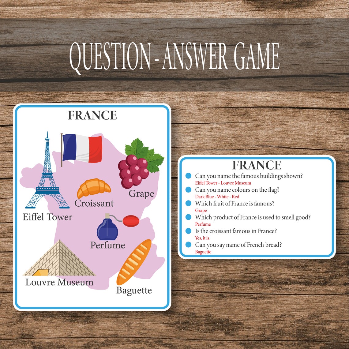 Countries Question-answer Game Cards, Montessori Toddler Game Cards for ...