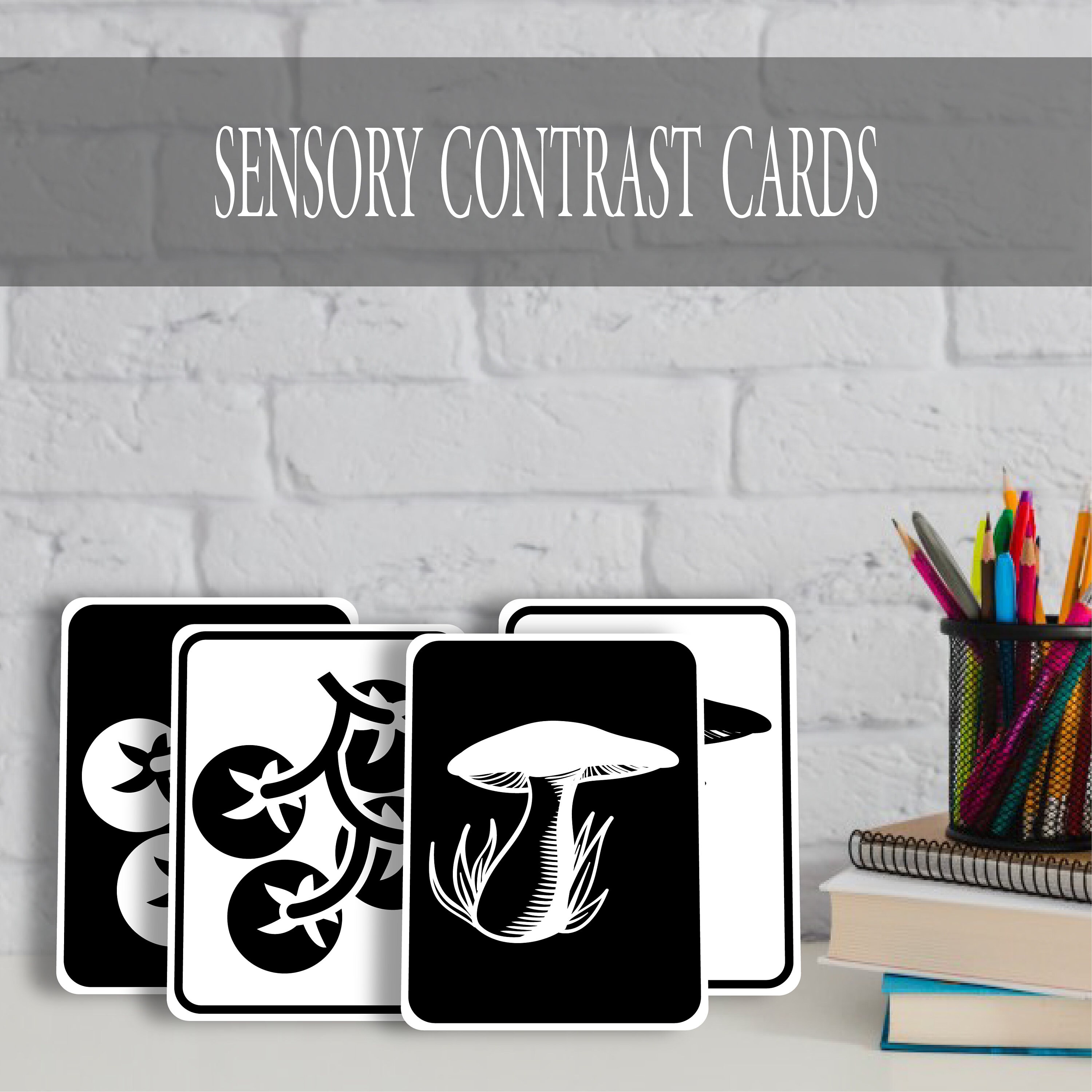 Vegetable and Fruit High Contrast Baby Cards, Baby Contrast Card for ...